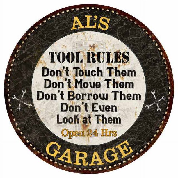 AL'S Garage Rules 14" Round Metal Sign Garage Bar Wall Decor ...