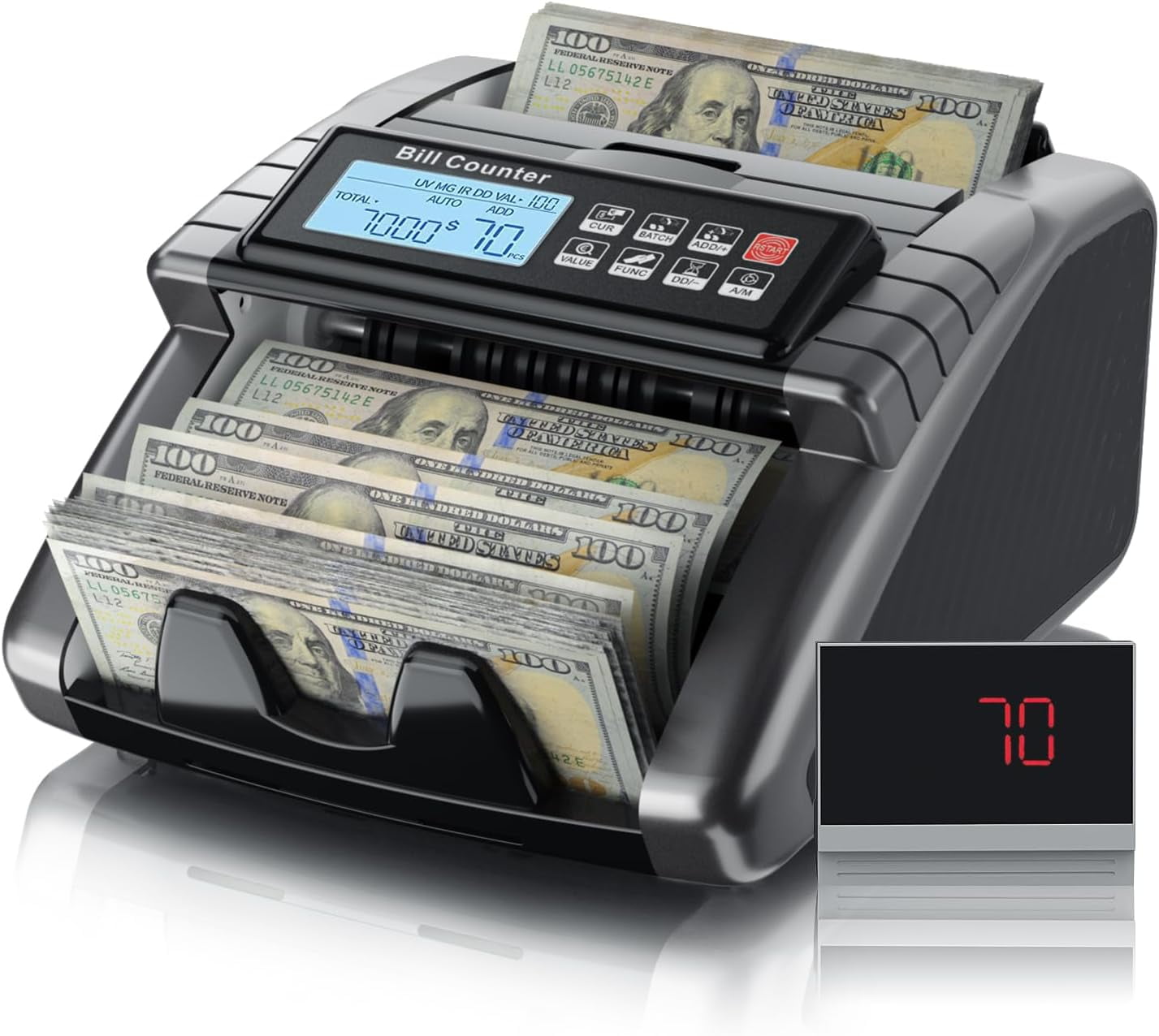 AL1000 Money Counter Machine with Value Counting, Support Dollar and ...