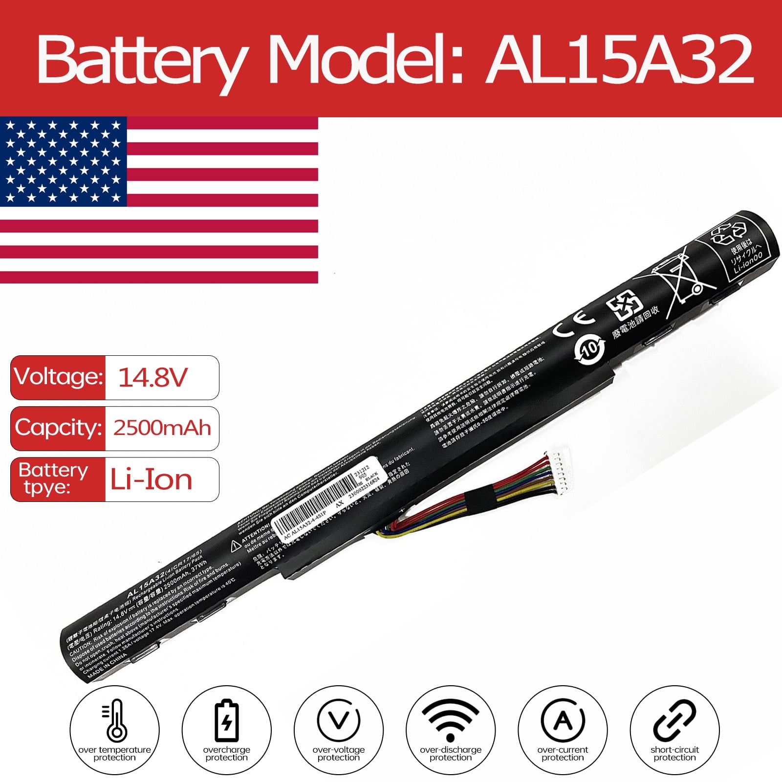 AL15A32 Battery for Acer Aspire E5-773G-5424 E5-532-P8BV E5-522-65EN E5 ...