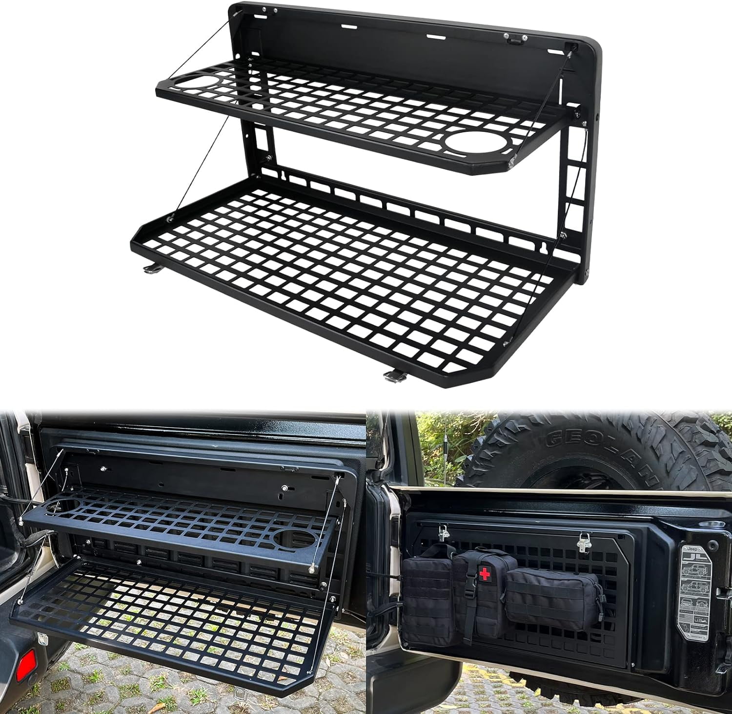 AL4X4 2-Tier Tailgate Table Rear Foldable Storage Cargo Rack Outdoor ...
