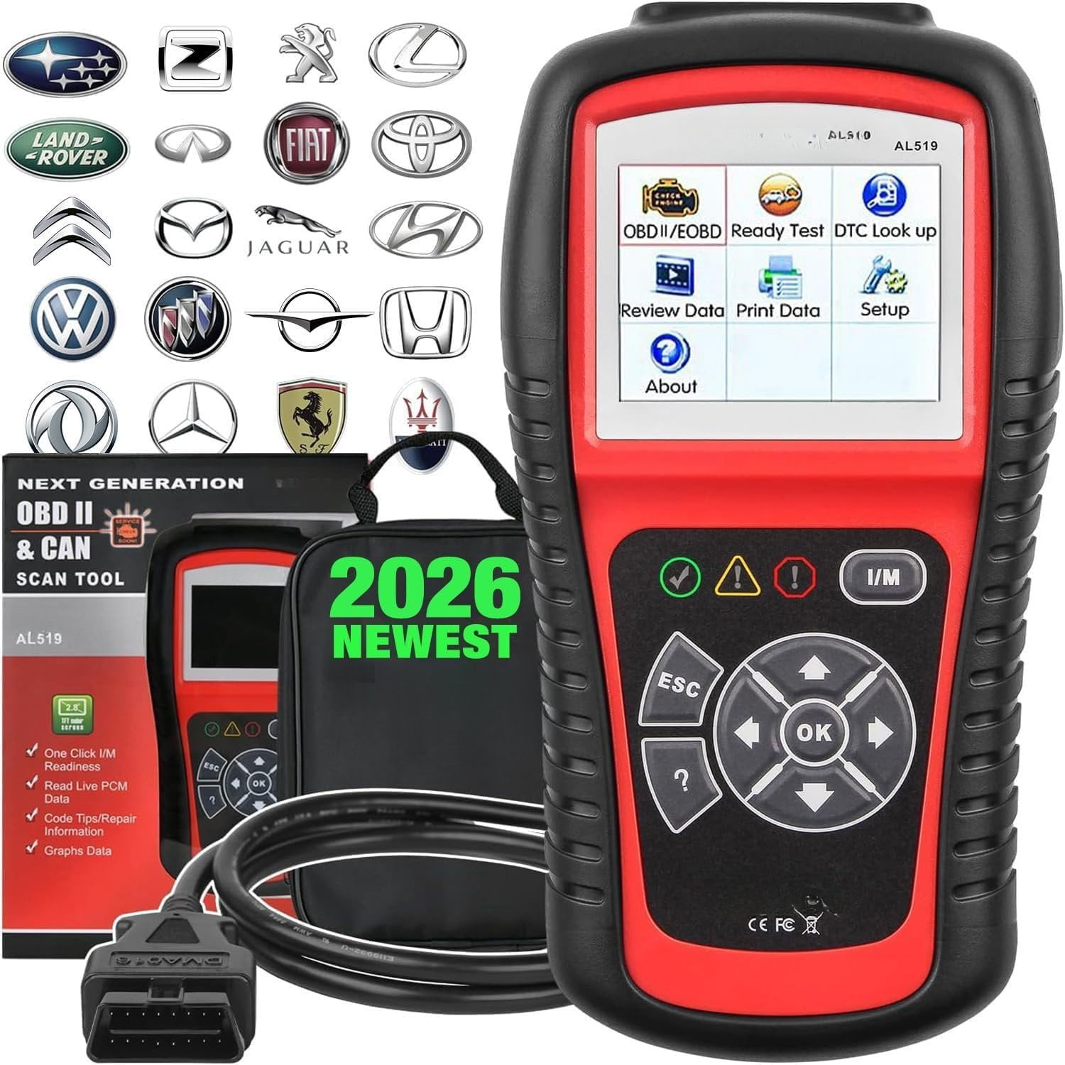 AL519 OBD2 Scanner, 2026 Newer Professional Mechanic OBDII & CAN ...
