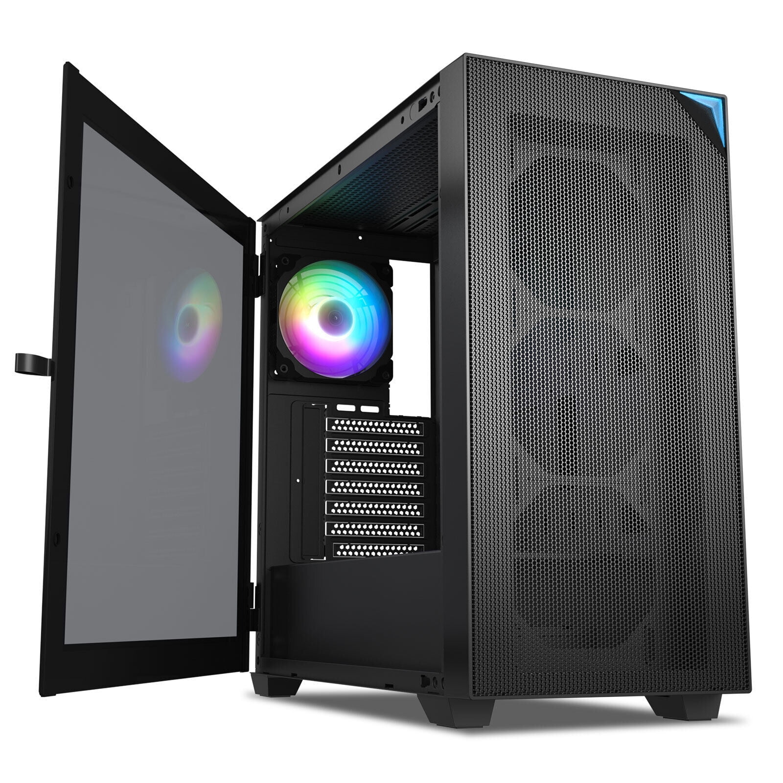 AL800 Black Mesh E-ATX Full Tower PC Gaming Case 4mm Tempered Glass ...