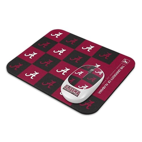SOAR NCAA Wireless Mouse and Mouse Pad- Checkered - Alabama Crimson ...