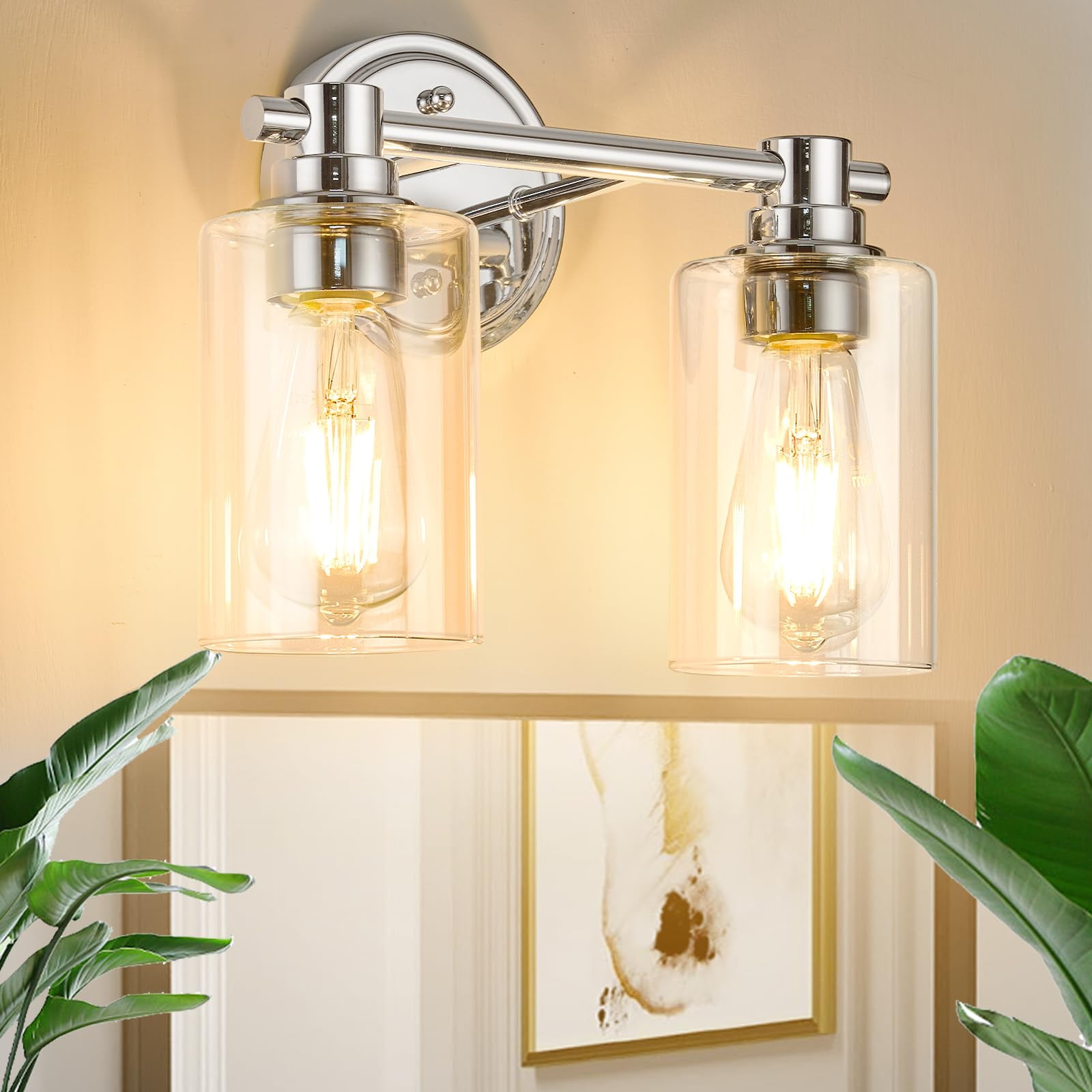 ALAISLYC Bathroom Light Fixtures Wall Sconce Light with Clear Glass ...