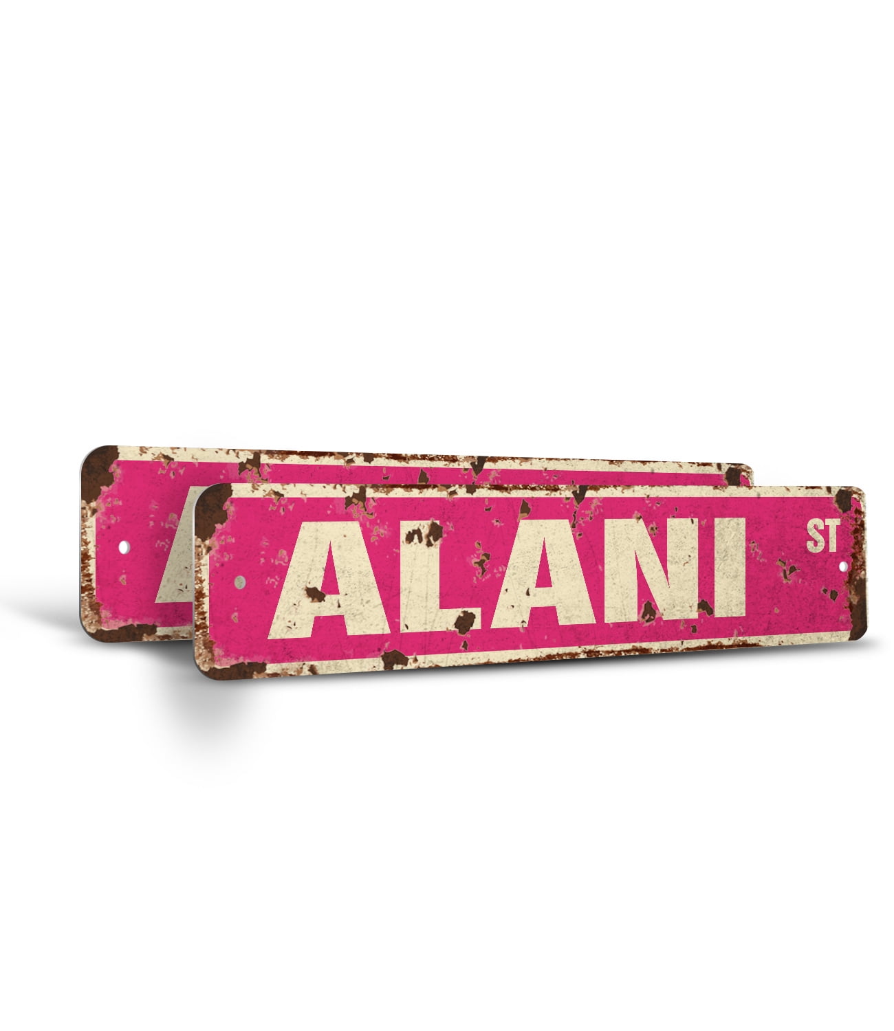ALANI Vintage Style Rustic Street Sign – (2 Pack) Childrens Name Room ...
