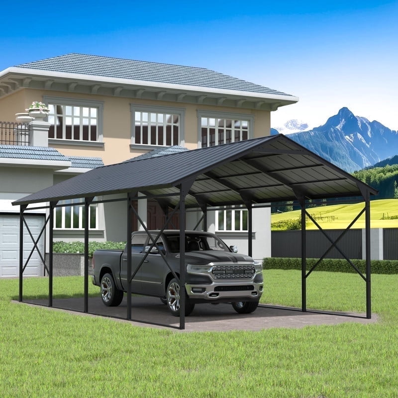 ALAULM 12X22FT Metal Carport Outdoor Carport Canopy Heavy Galvanized ...
