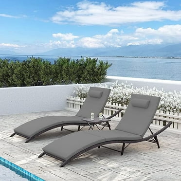 GoDecor Cast Aluminum Outdoor Chaise Lounge with Adjustable Backrest ...