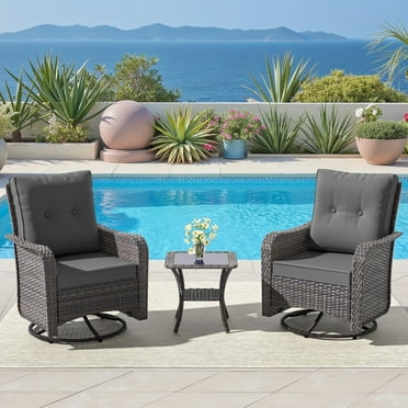 Dextrus Navy Blue 3-Piece Outdoor Bistro Set with Swivel Glider Rocker ...