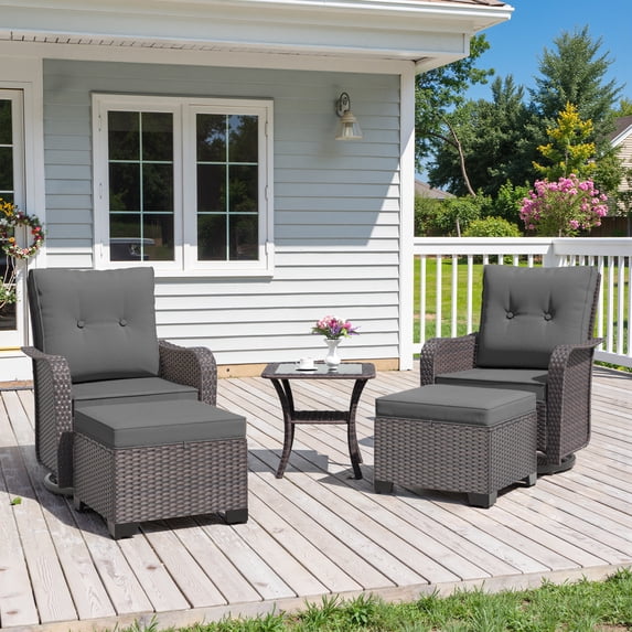 ALAULM 5 Pieces Patio Furniture Set with 4" Thick Cushions, 2 High Back ...