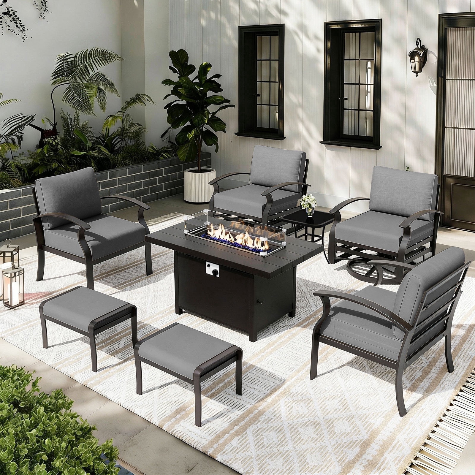 ALAULM 6-Seat Aluminum Patio Furniture Set, Outdoor Patio Conversation ...