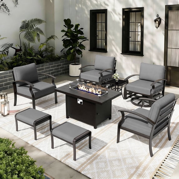 ALAULM 6-Seat Aluminum Patio Furniture Set, Outdoor Patio Conversation ...