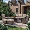 ALAULM 7PCS Rattan Patio Furniture Set, Wicker Outdoor Sofa Set w/2 ...