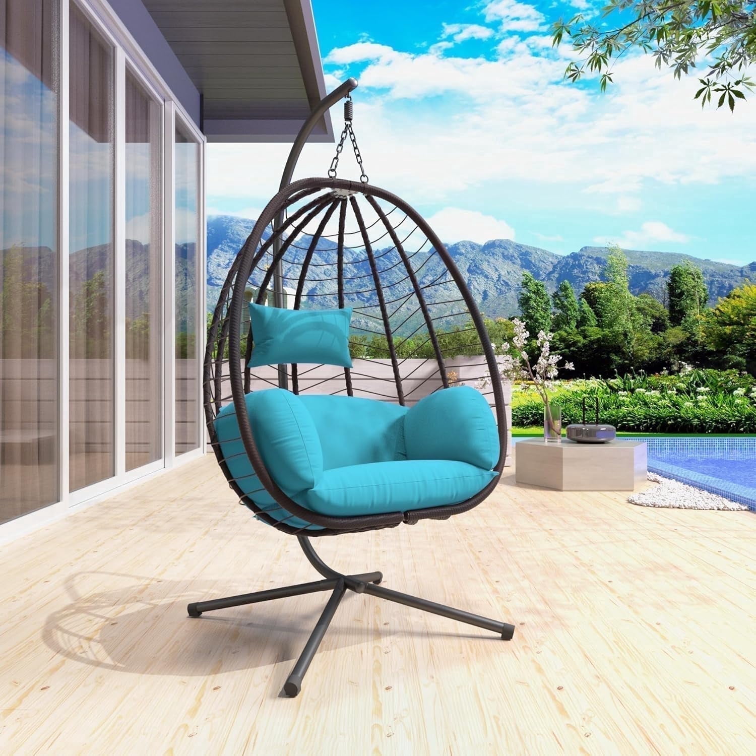 ALAULM Hanging Egg Chair with Stand, Swinging Egg Chair 350lbs Capacity ...