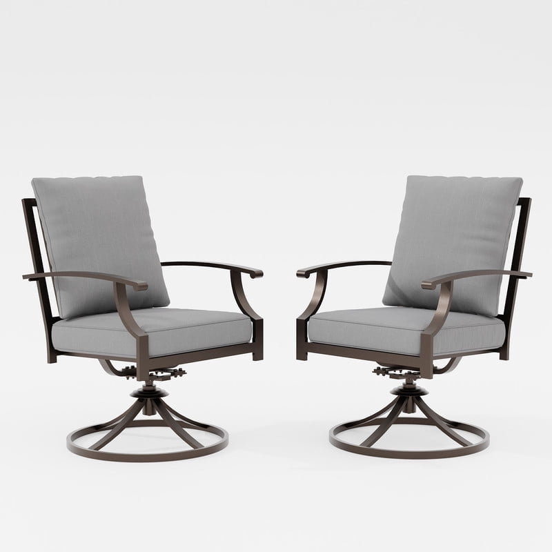 ALAULM Outdoor Dining Chairs Set of 2, Metal Frame Swivel Rocking Patio ...