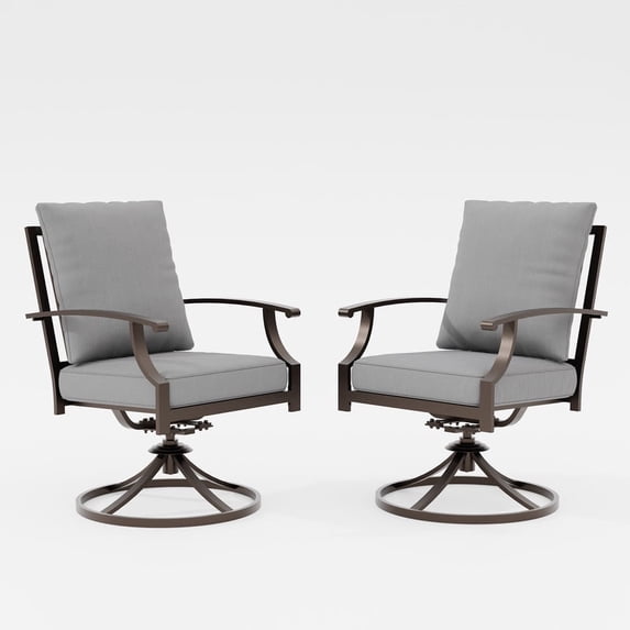 ALAULM Outdoor Dining Chairs Set of 2, Metal Frame Swivel Rocking Patio ...
