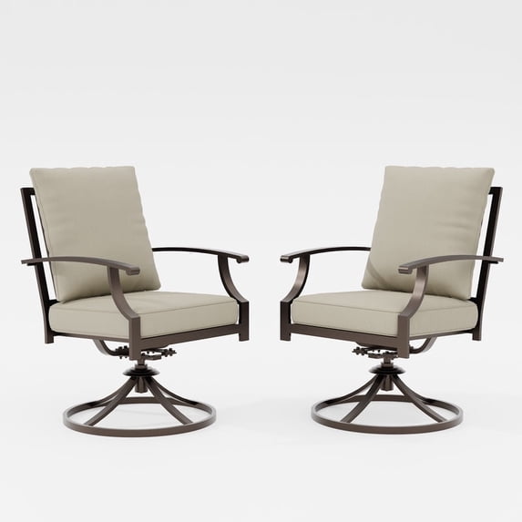ALAULM Outdoor Dining Chairs Set of 2, Metal Frame Swivel Rocking Patio ...