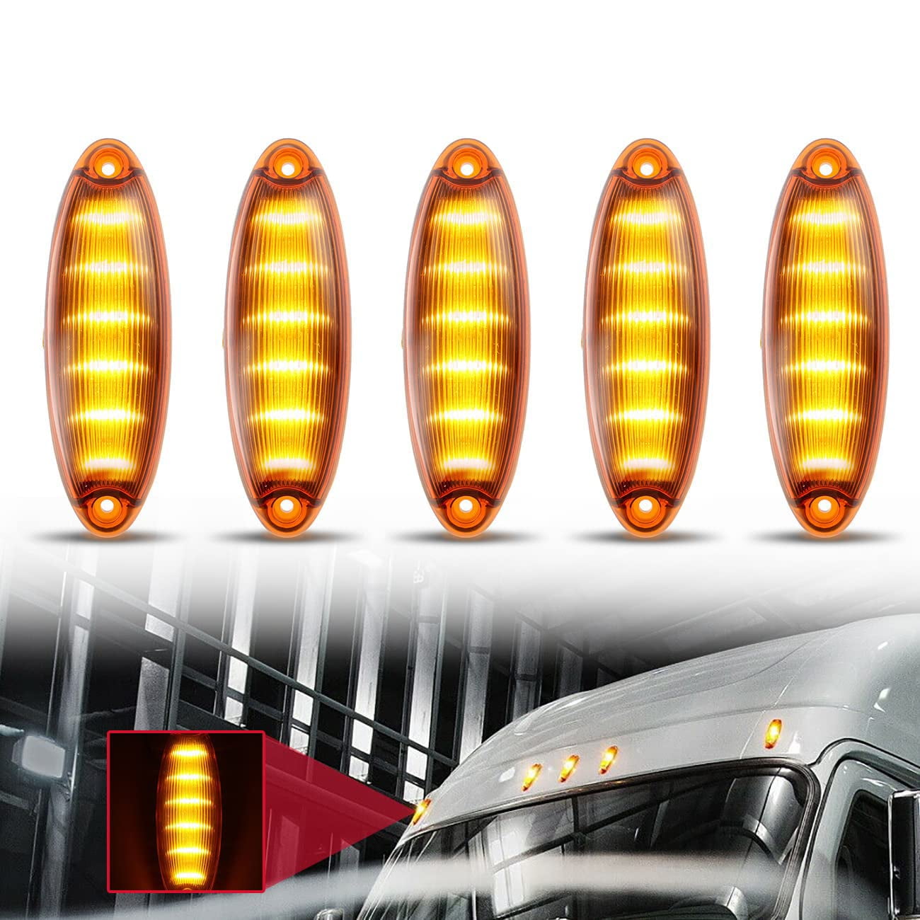 ALAVENTE 5 Pcs Universal STF9 Roof Top Clearance Signal Lamp Fit for ...