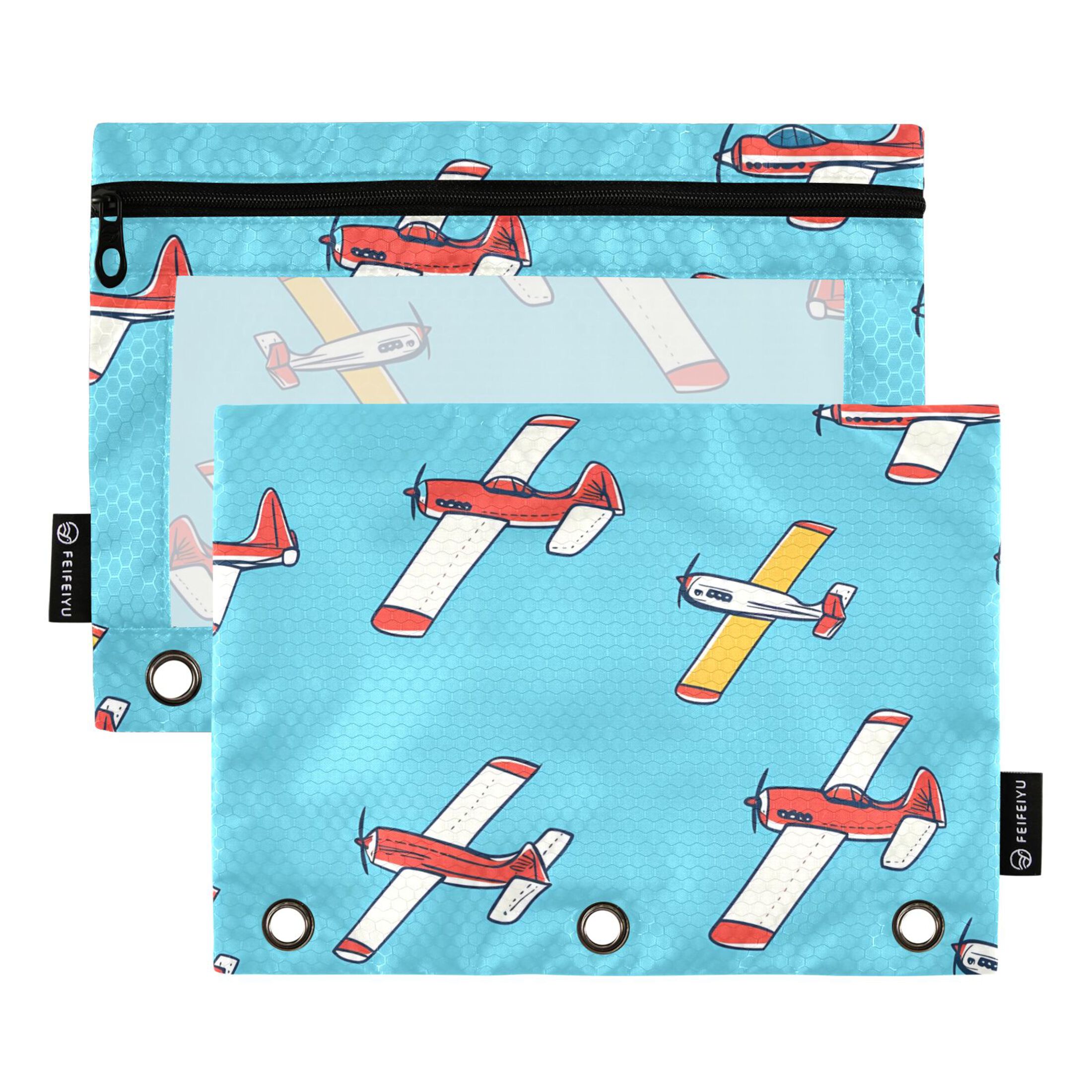 ALAZA 2 Pack Pencil Pouch Airplane Blue-d1 Pencil Case for 3 Ring ...