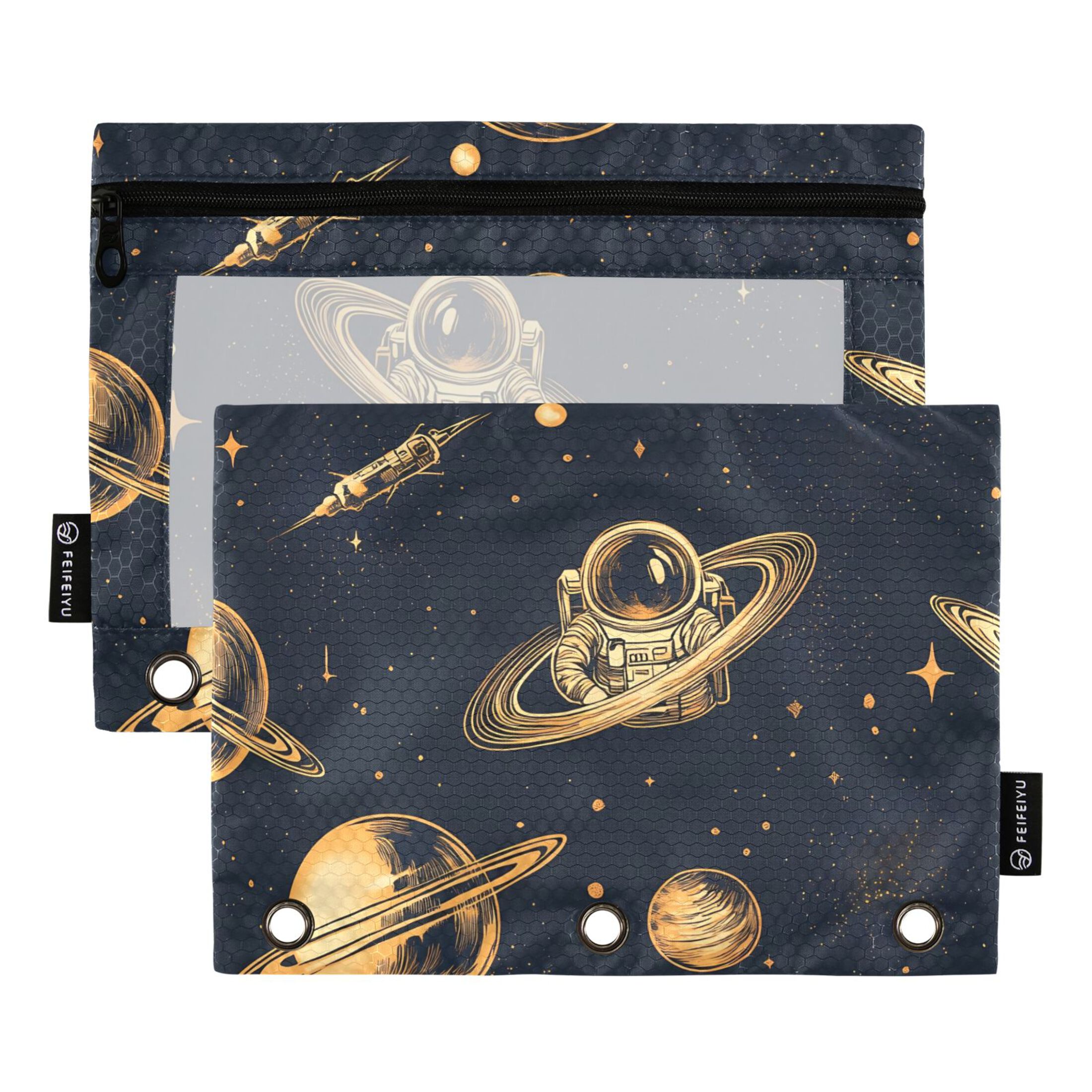 ALAZA 2 Pack Pencil Pouch Astronaut Planet Space Pencil Case for 3 Ring ...
