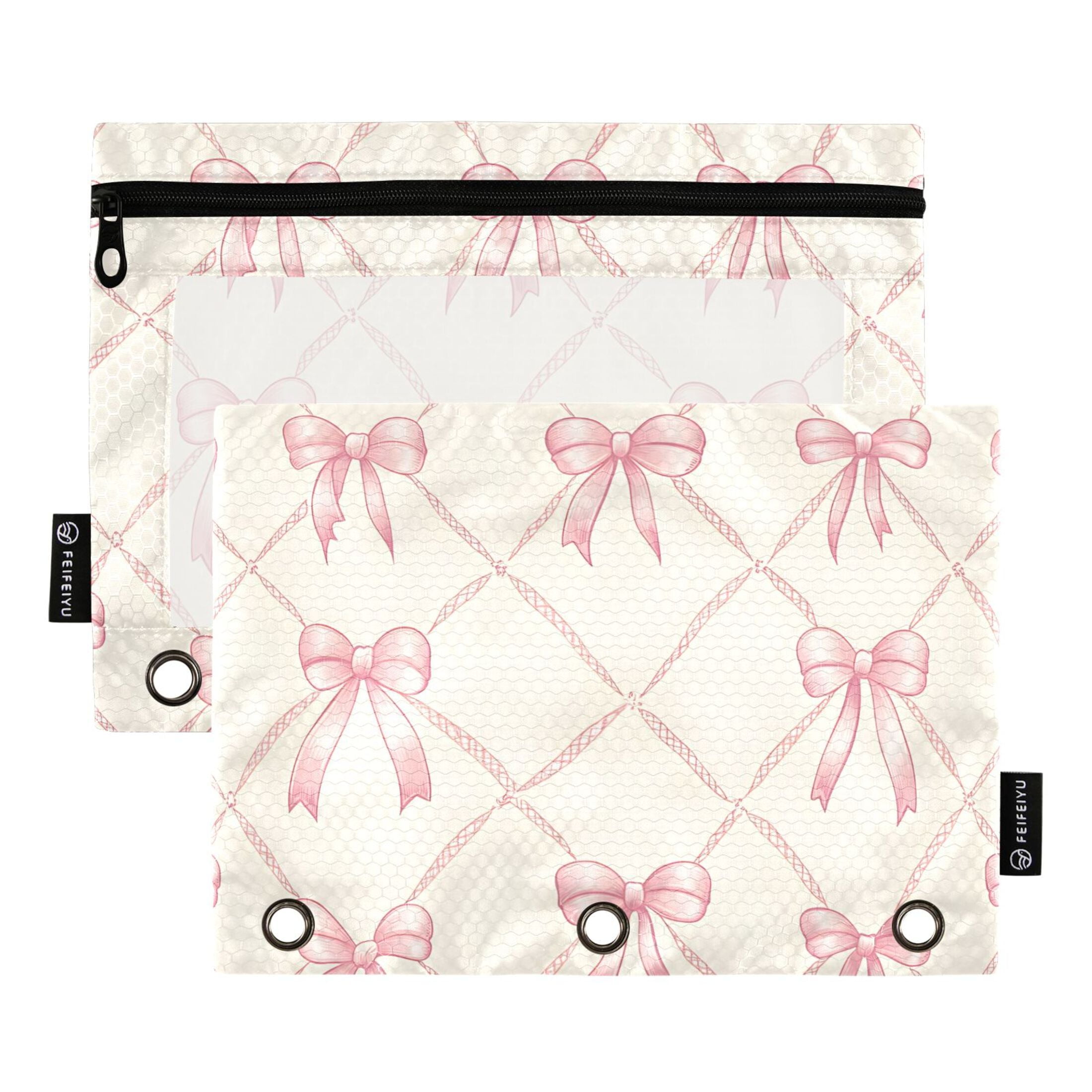 ALAZA 2 Pack Pencil Pouch Bows Checkered Pencil Case for 3 Ring Binder ...