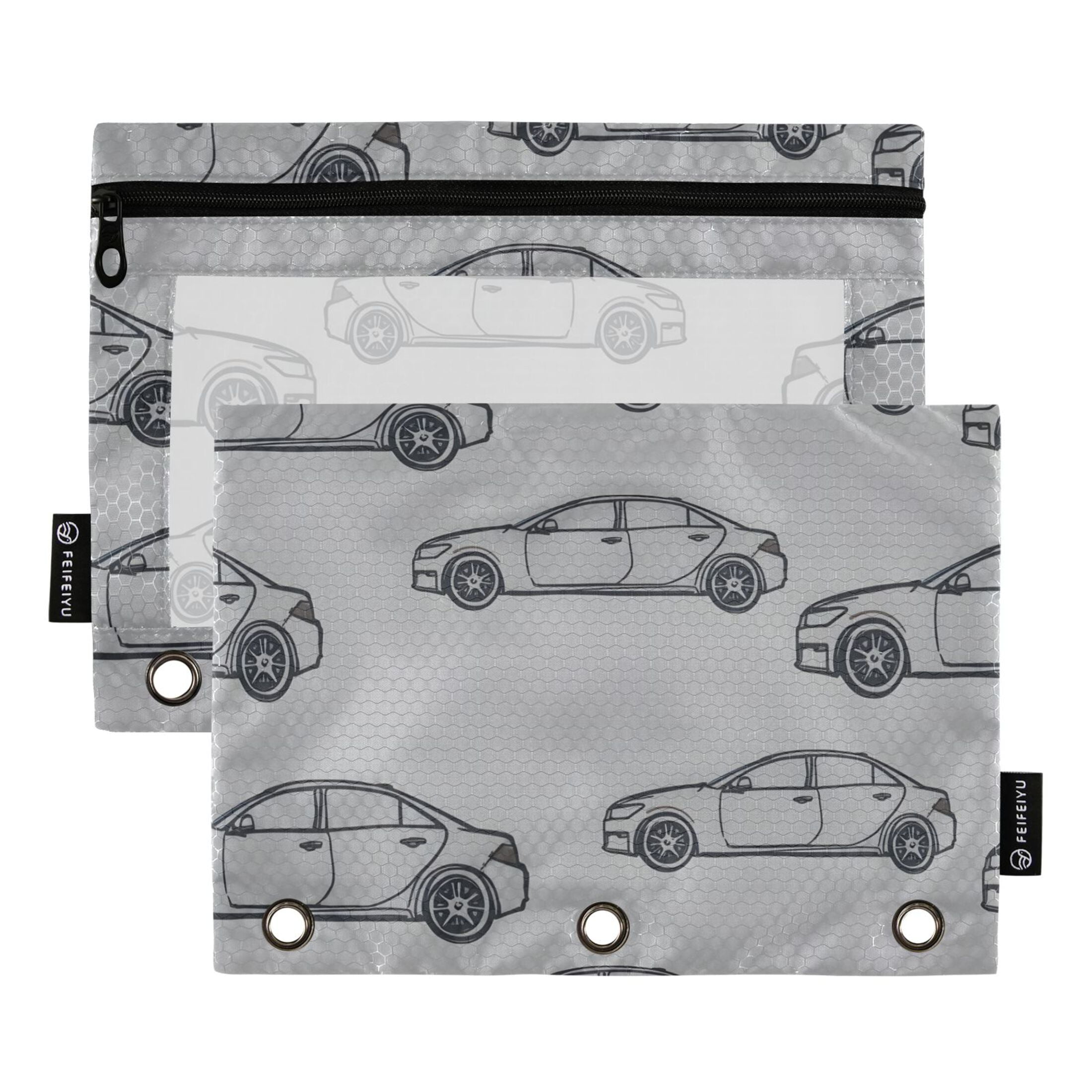ALAZA 2 Pack Pencil Pouch Car Vintage Gray Pencil Case for 3 Ring ...