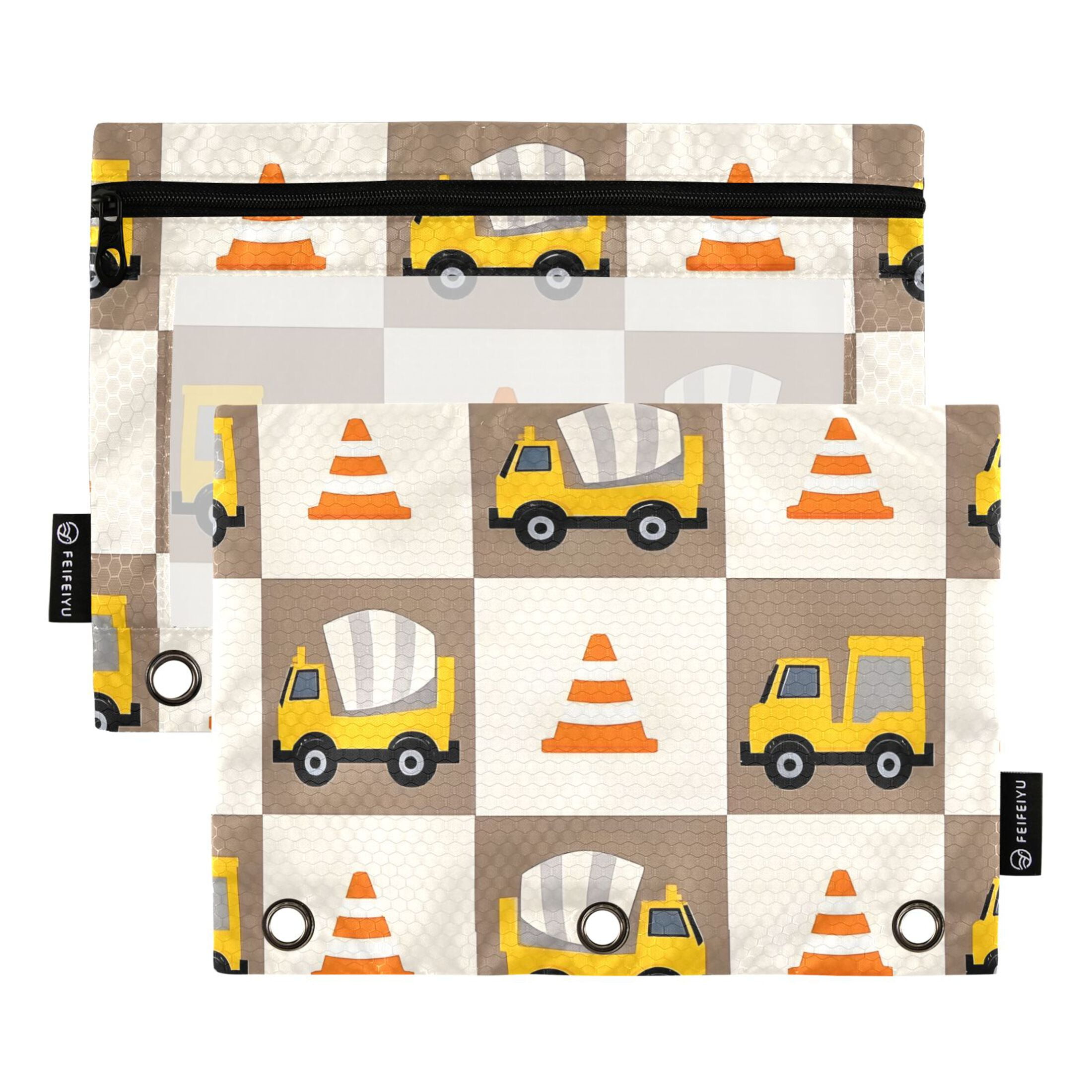 ALAZA 2 Pack Pencil Pouch Carton Trucks Vehicles Pencil Case for 3 Ring ...