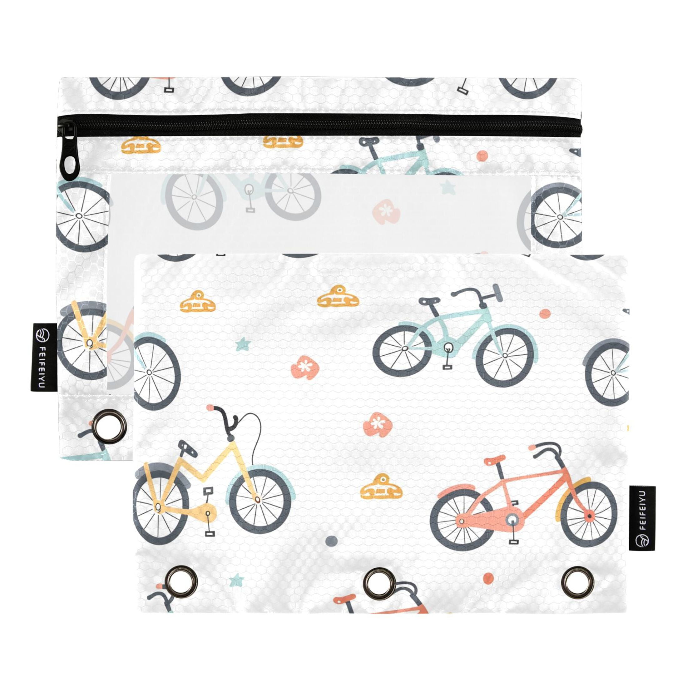 ALAZA 2 Pack Pencil Pouch Cartoon Bike Pencil Case for 3 Ring Binder ...