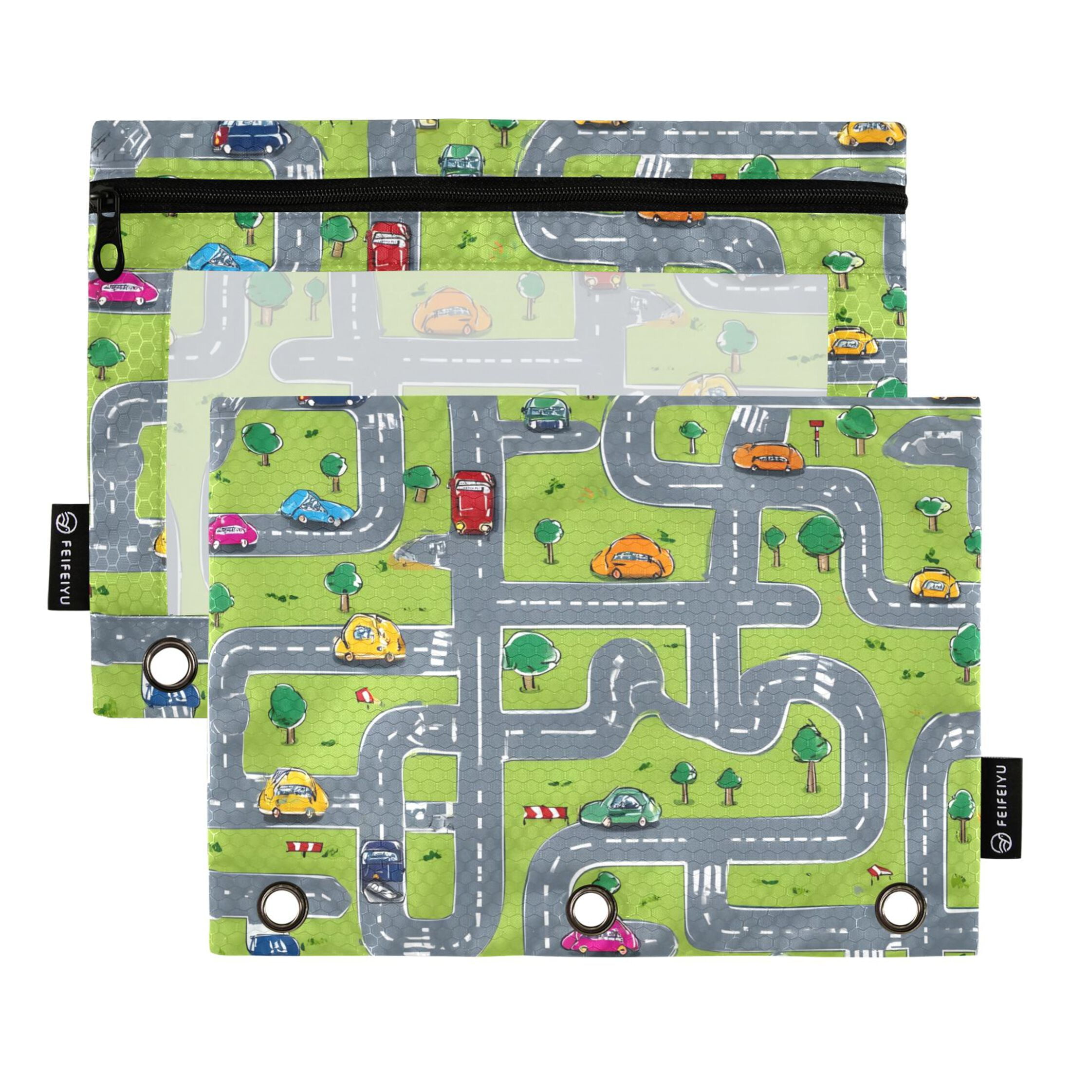 ALAZA 2 Pack Pencil Pouch Cartoon Truck Excavators-1 Pencil Case for 3 ...