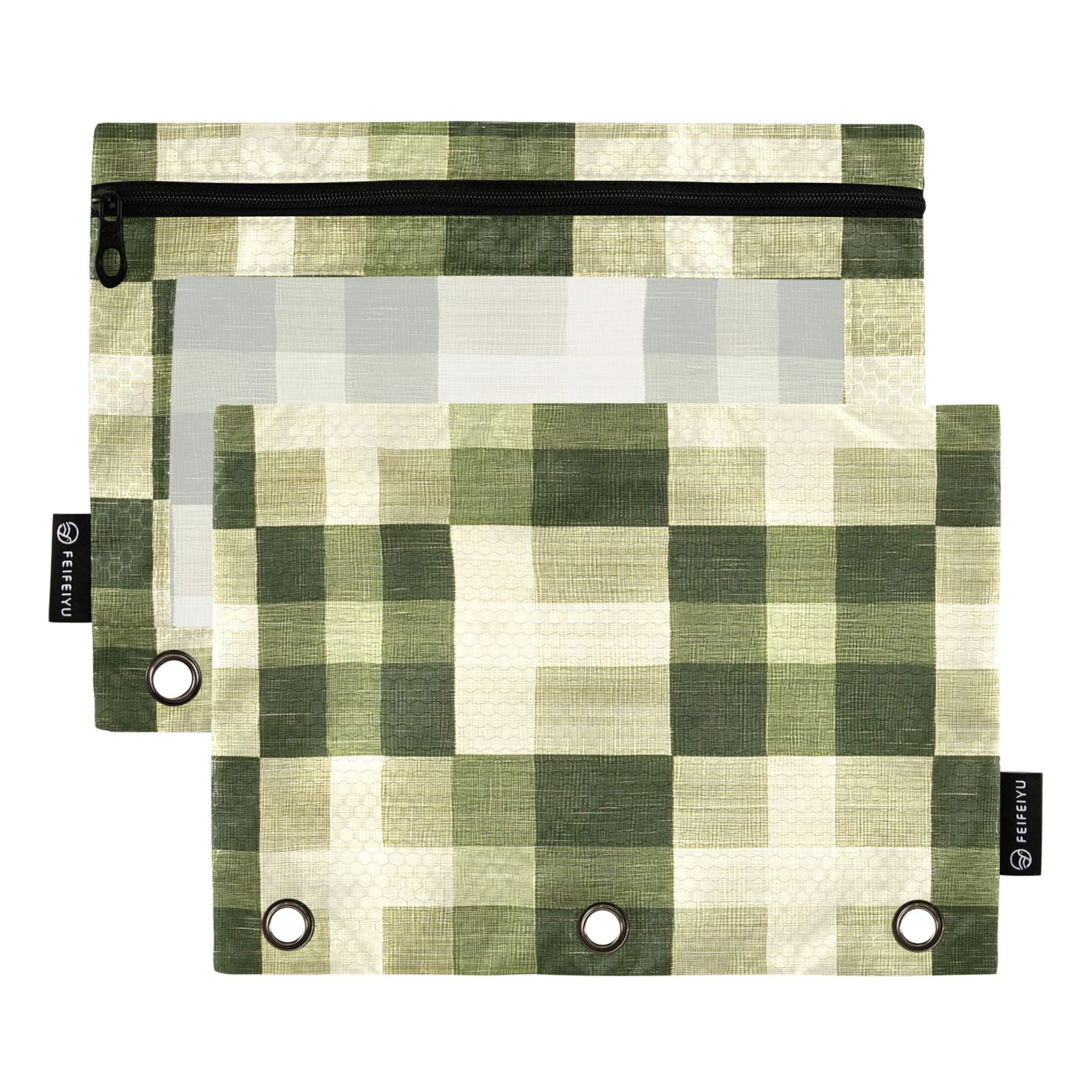 ALAZA 2 Pack Pencil Pouch Checkered Pattern-e1 Pencil Case for 3 Ring ...