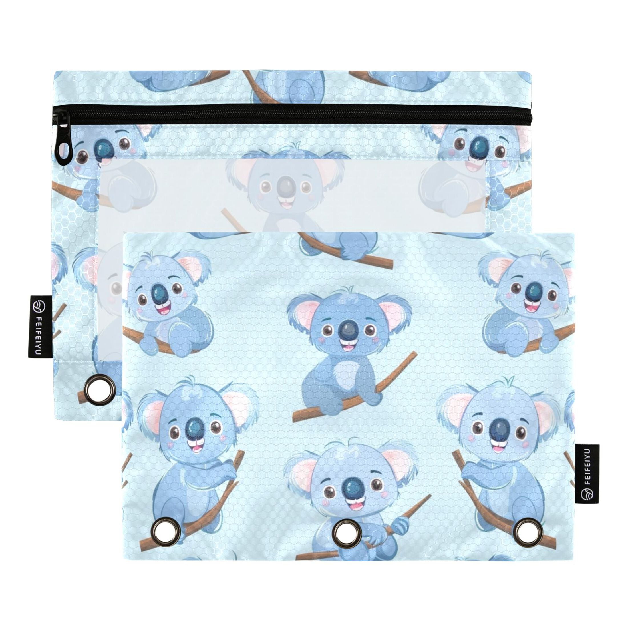 ALAZA 2 Pack Pencil Pouch Cute Koalas Pencil Case for 3 Ring Binder ...
