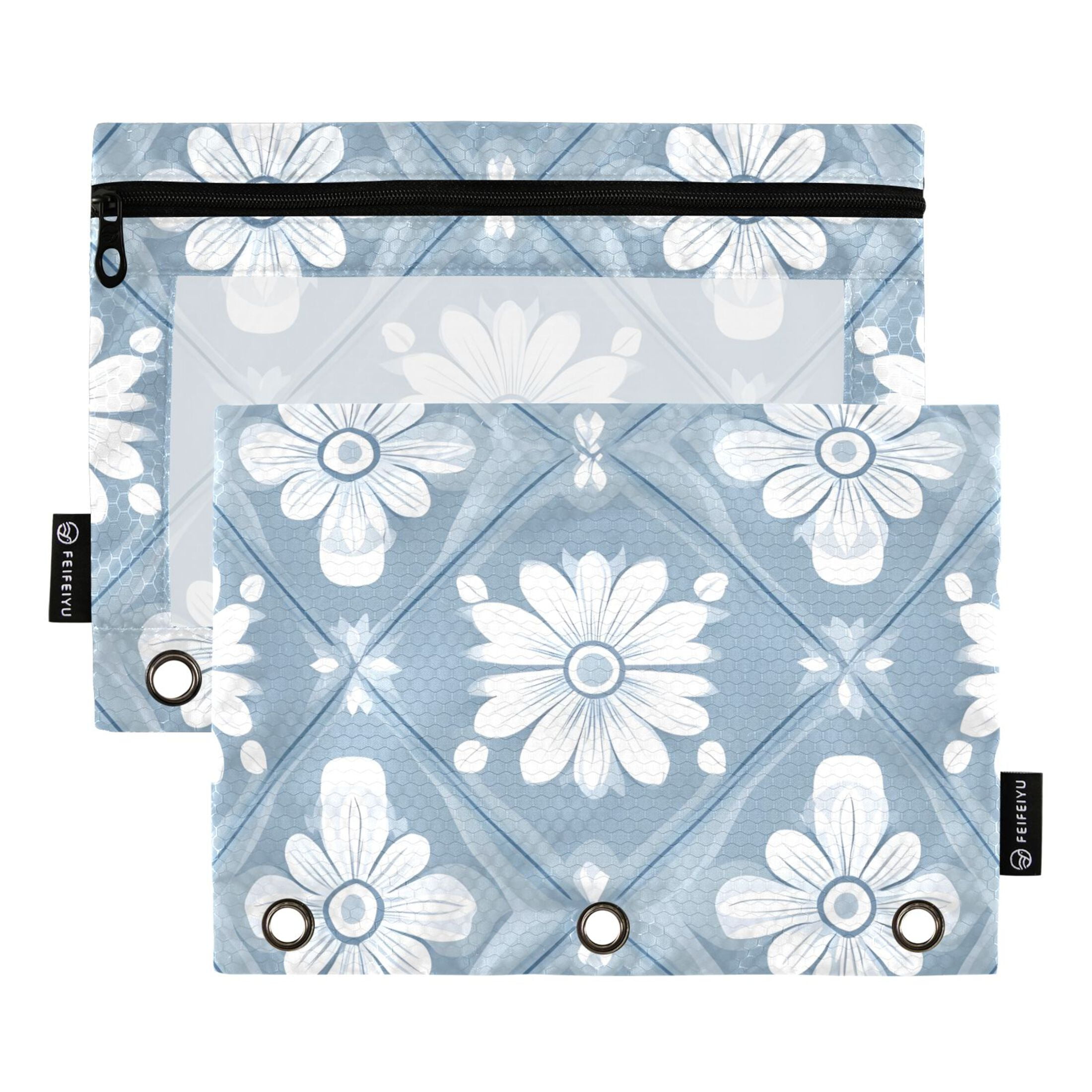 ALAZA 2 Pack Pencil Pouch Daisy Flower on Checkered Pencil Case for 3 ...