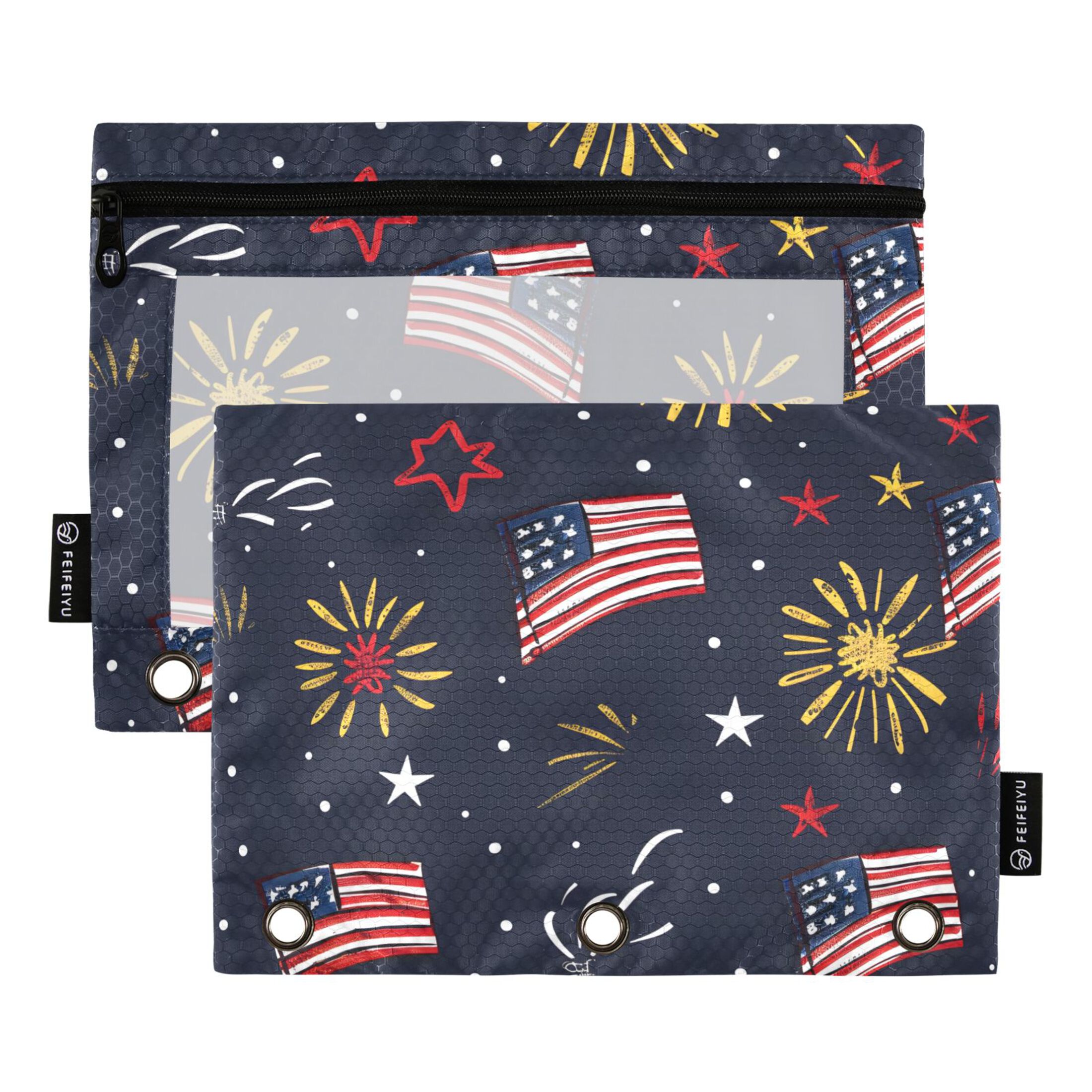 ALAZA 2 Pack Pencil Pouch Flags Star Pencil Case for 3 Ring Binder ...