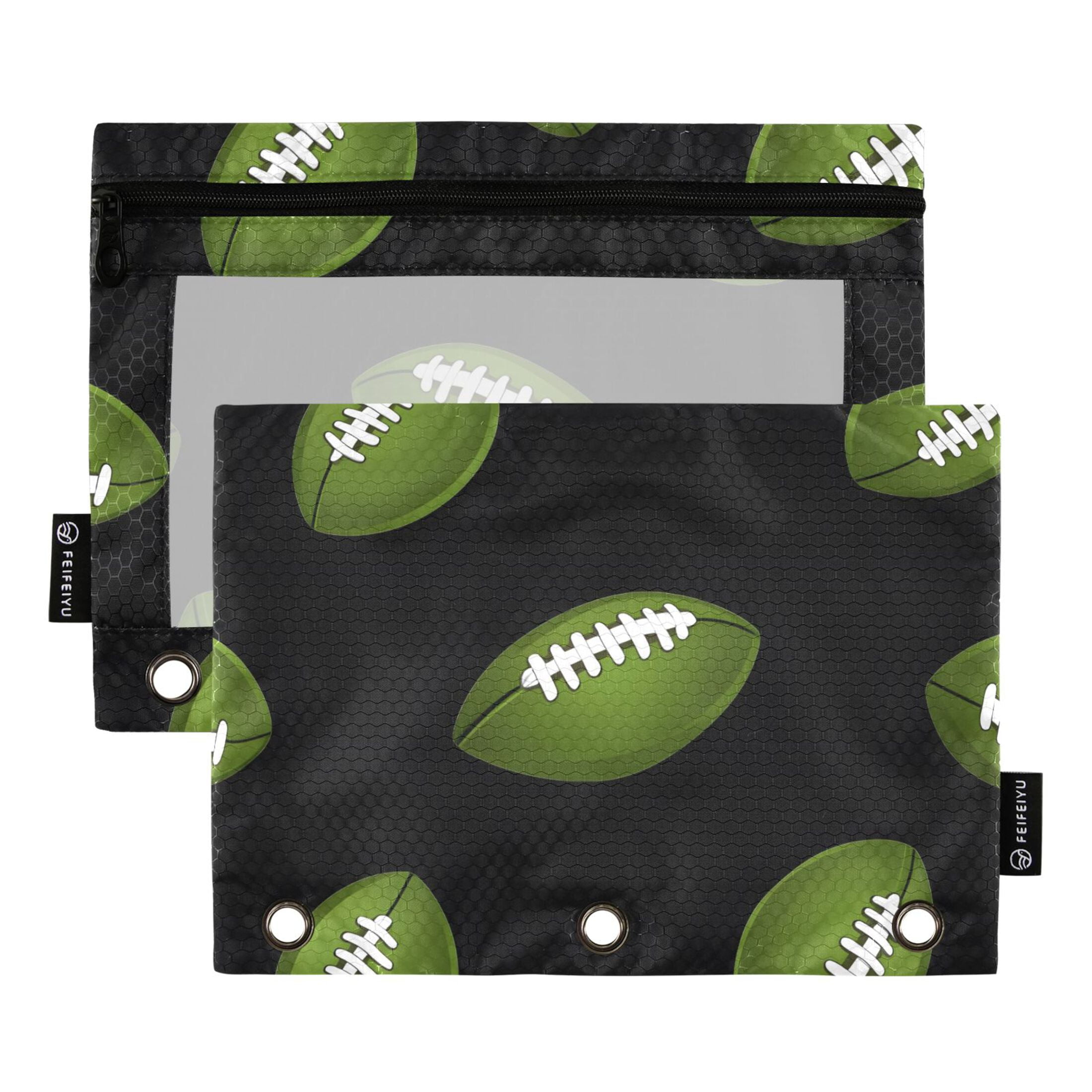 ALAZA 2 Pack Pencil Pouch Footballs Ball Pencil Case for 3 Ring Binder ...