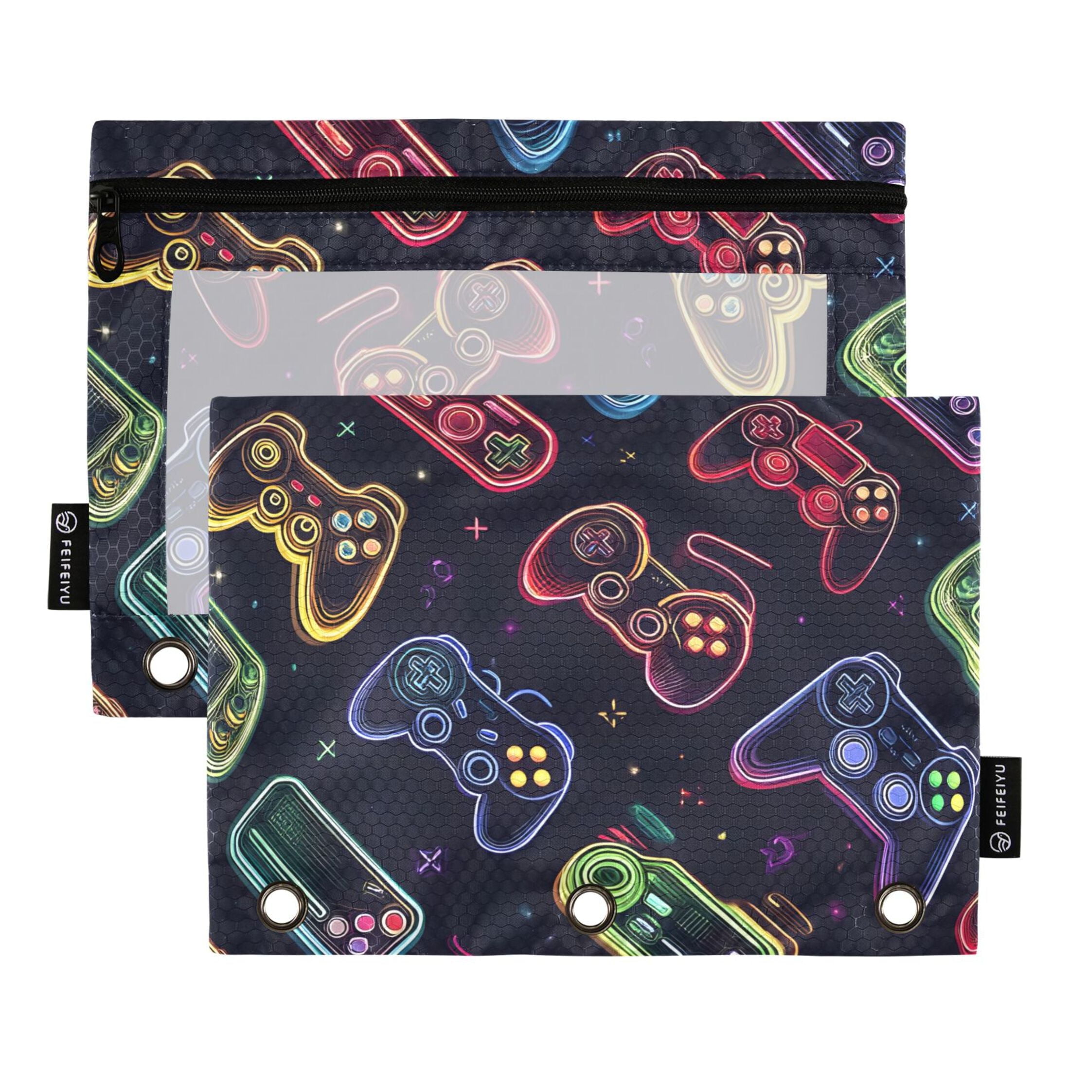 ALAZA 2 Pack Pencil Pouch Game Controller Pencil Case for 3 Ring Binder ...