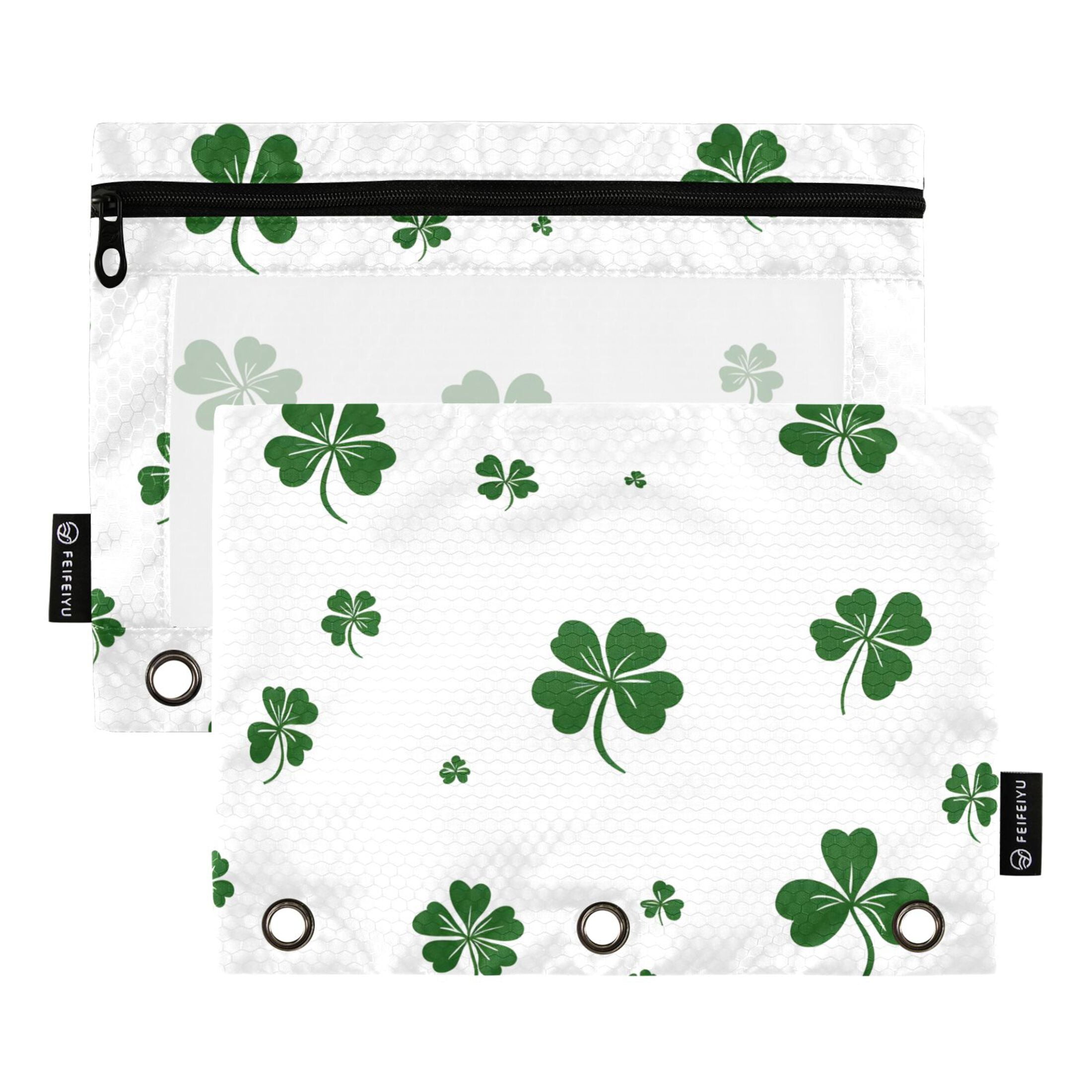 ALAZA 2 Pack Pencil Pouch Leaf Clover Pencil Case for 3 Ring Binder ...