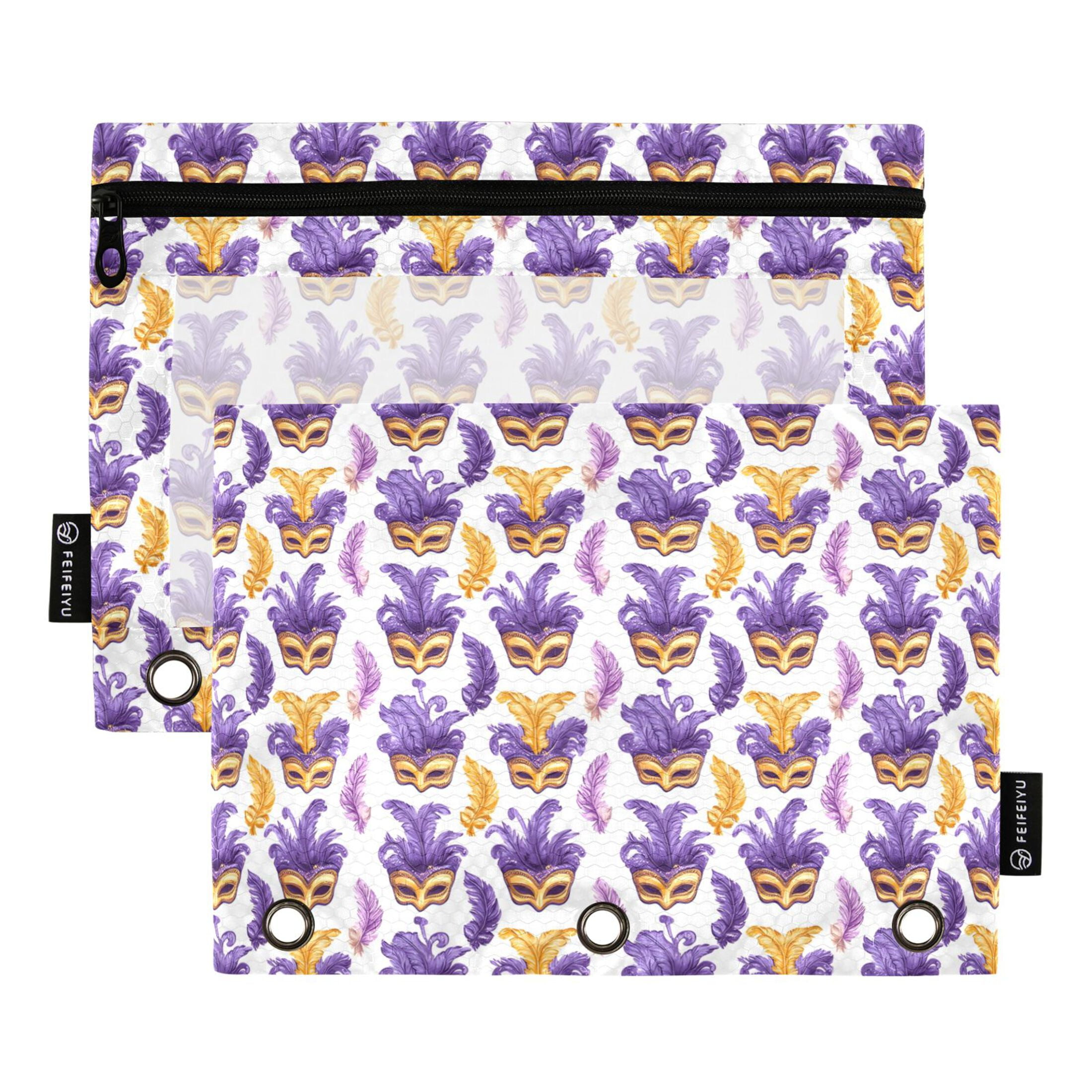ALAZA 2 Pack Pencil Pouch Mardi Gras-1 Pencil Case for 3 Ring Binder ...