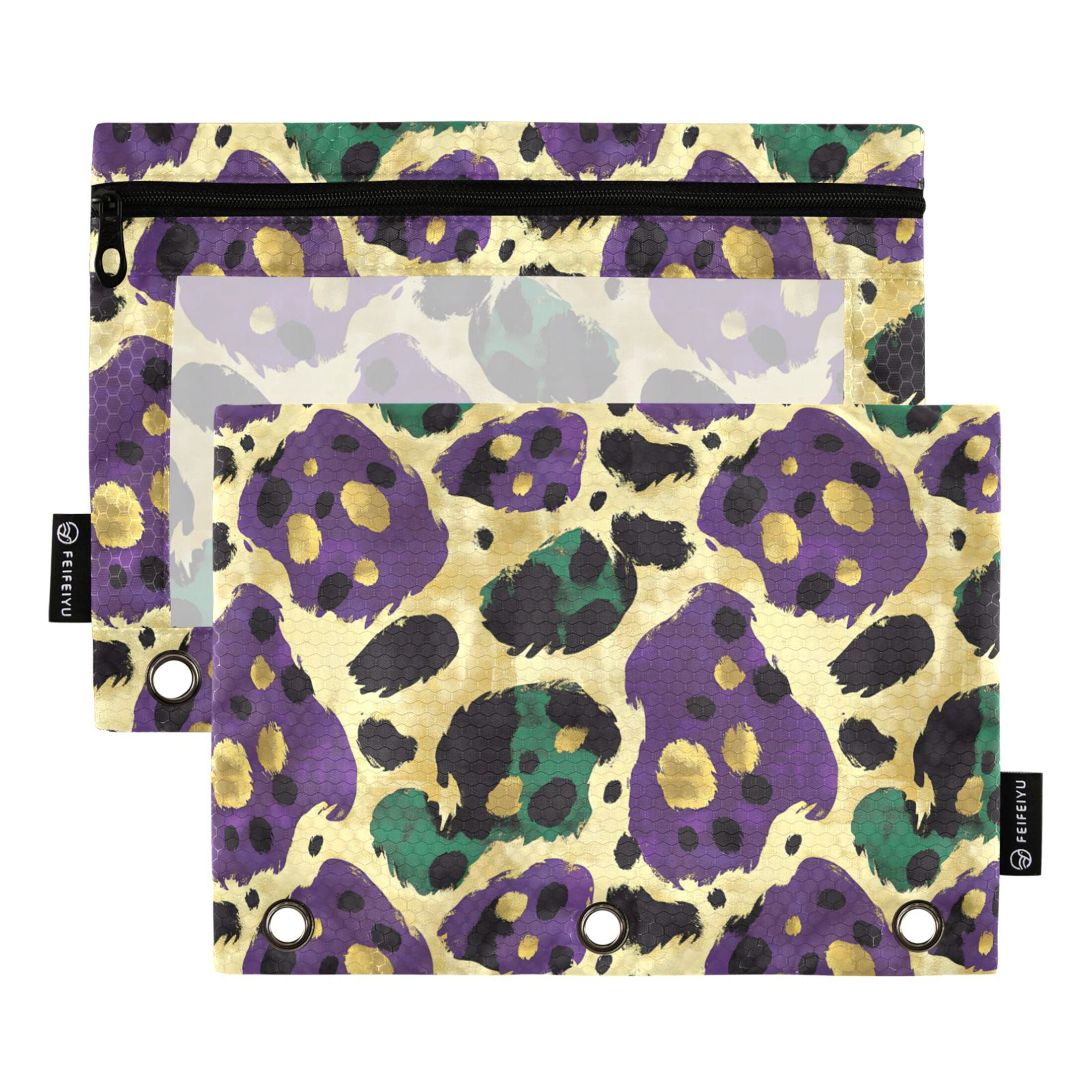 ALAZA 2 Pack Pencil Pouch Mardi Gras Leopard Pencil Case for 3 Ring ...