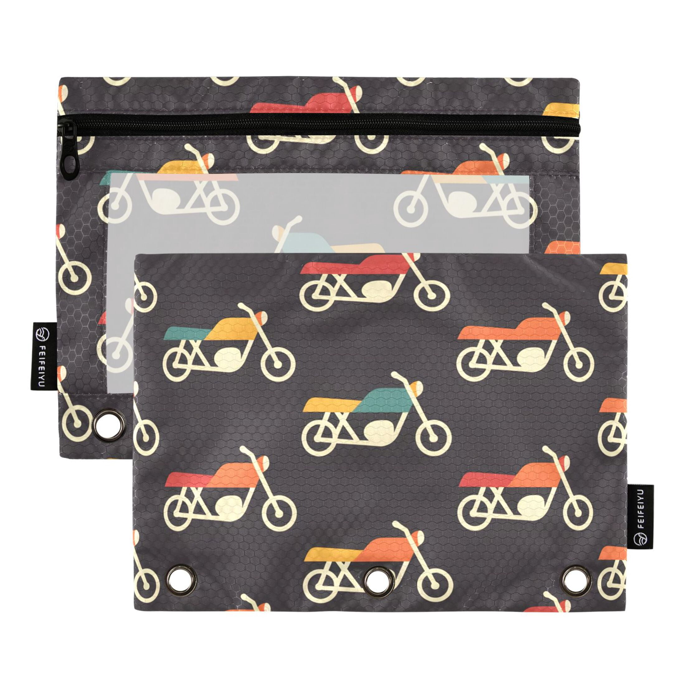ALAZA 2 Pack Pencil Pouch Motorcycles Pencil Case for 3 Ring Binder ...