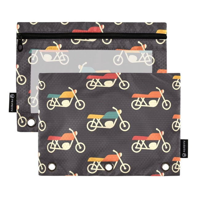 ALAZA 2 Pack Pencil Pouch Motorcycles Pencil Case for 3 Ring Binder ...