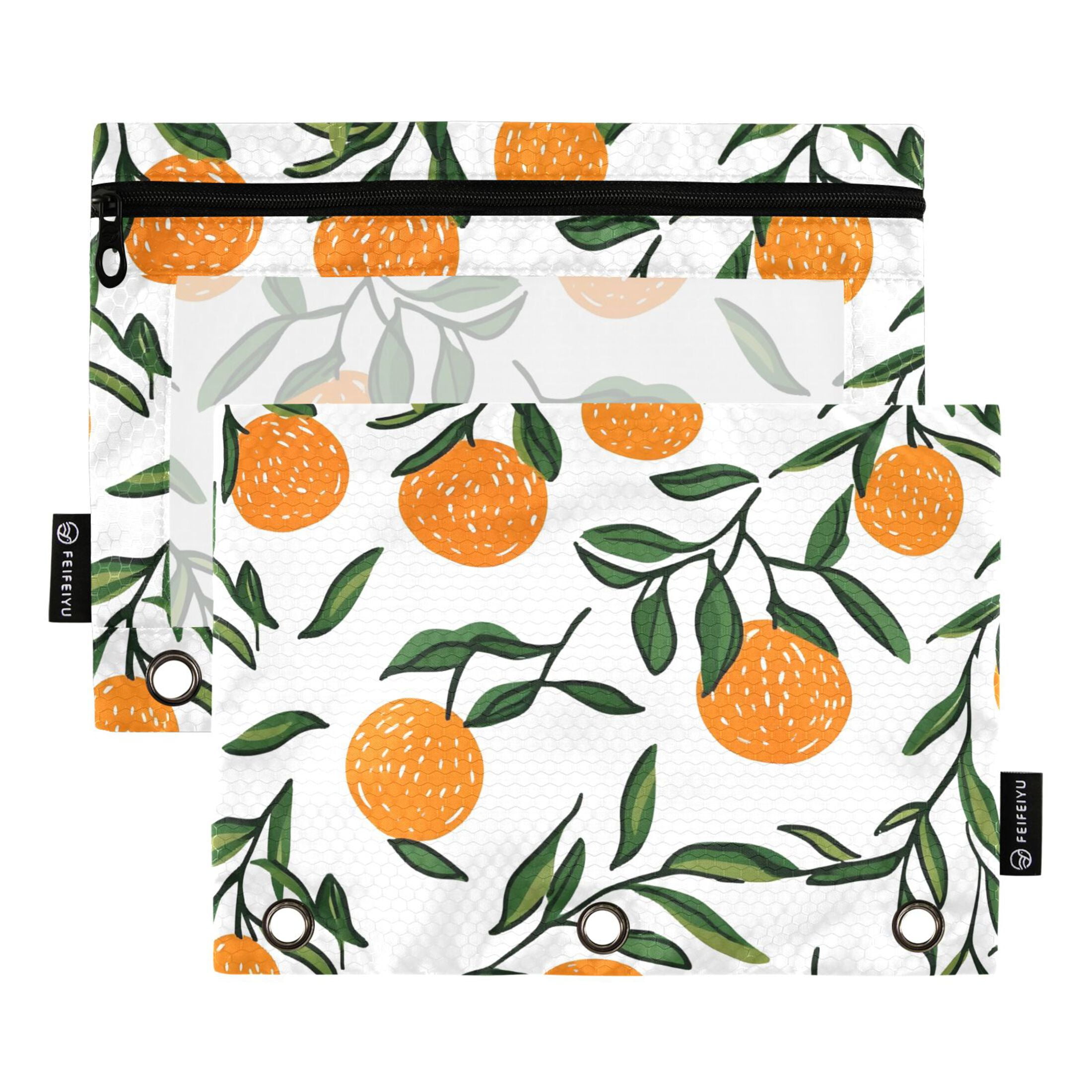 ALAZA 2 Pack Pencil Pouch Orange Fruits Pencil Case for 3 Ring Binder ...