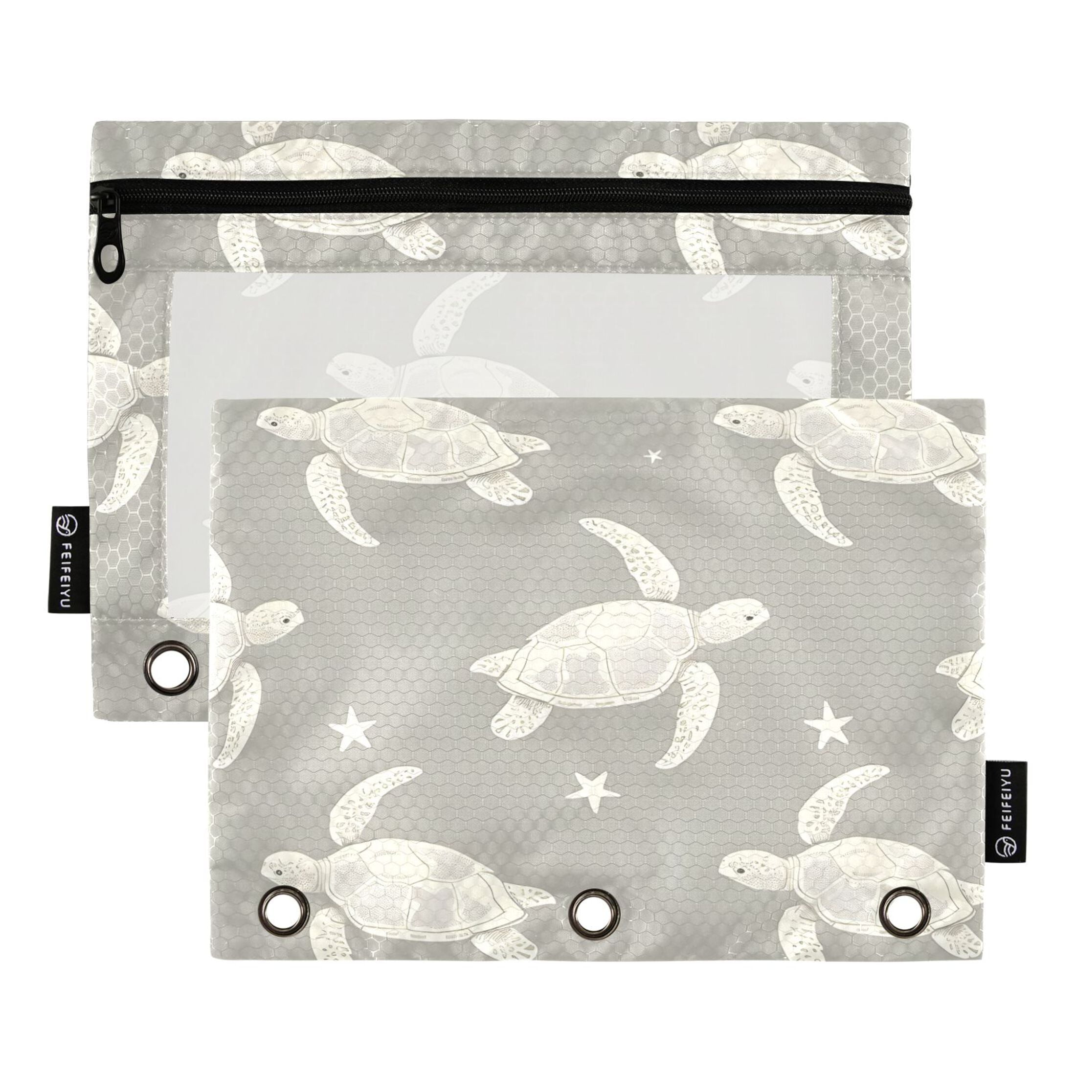 ALAZA 2 Pack Pencil Pouch Retro Sea Turtles Pencil Case for 3 Ring ...