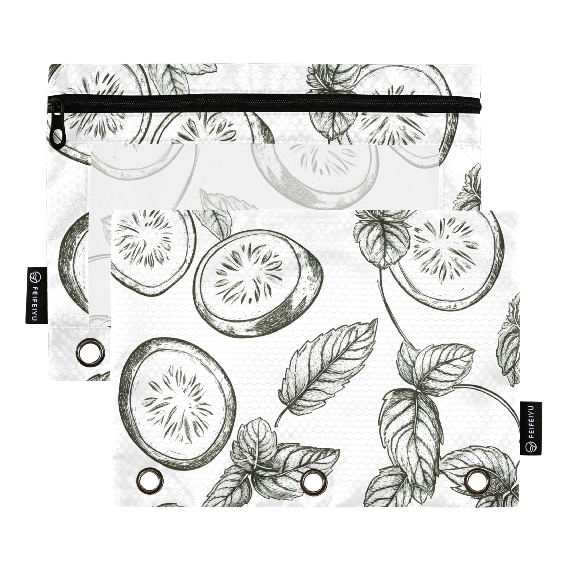 ALAZA 2 Pack Pencil Pouch Retro Vegetables Pencil Case for 3 Ring ...