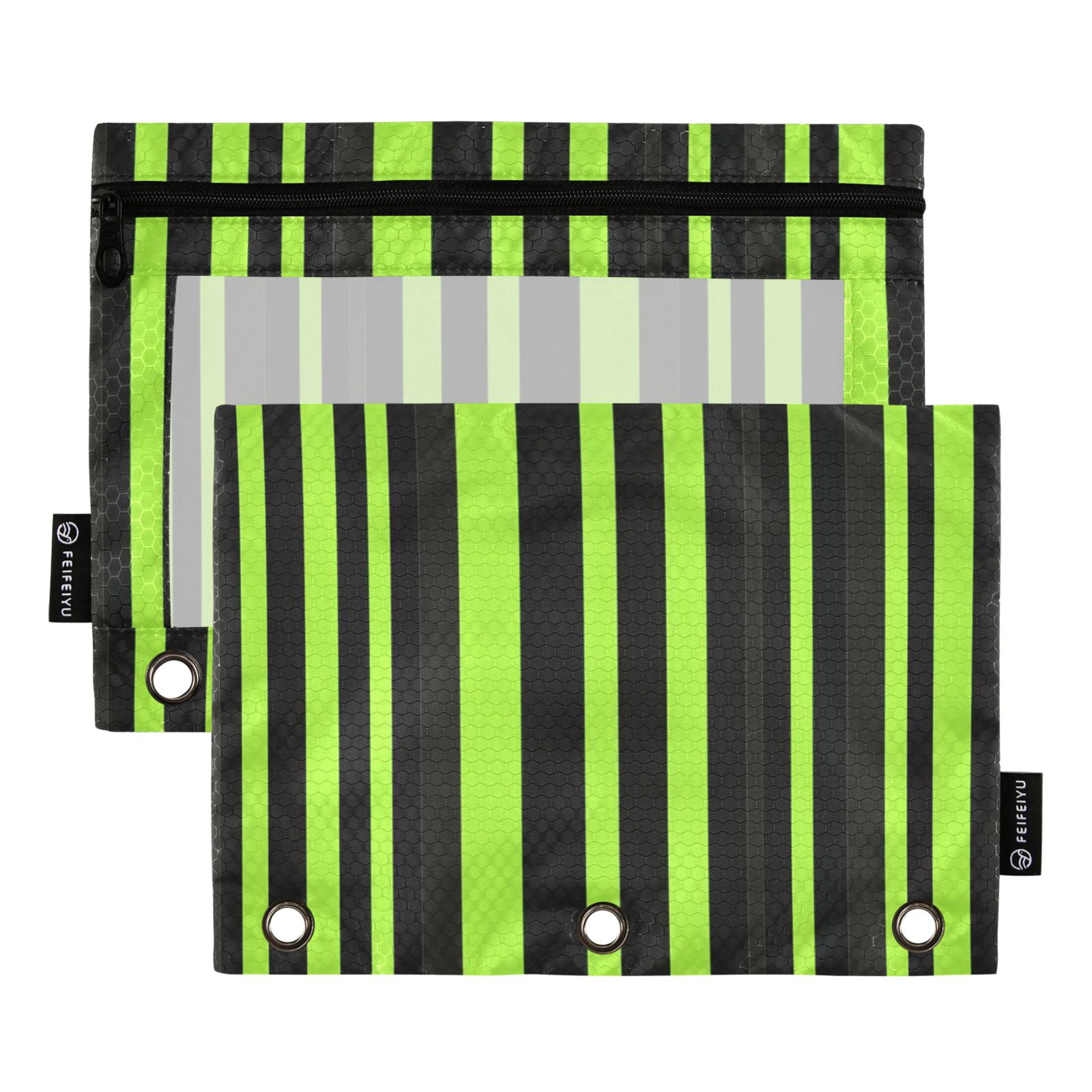 ALAZA 2 Pack Pencil Pouch Stripes Pencil Case for 3 Ring Binder Clear ...