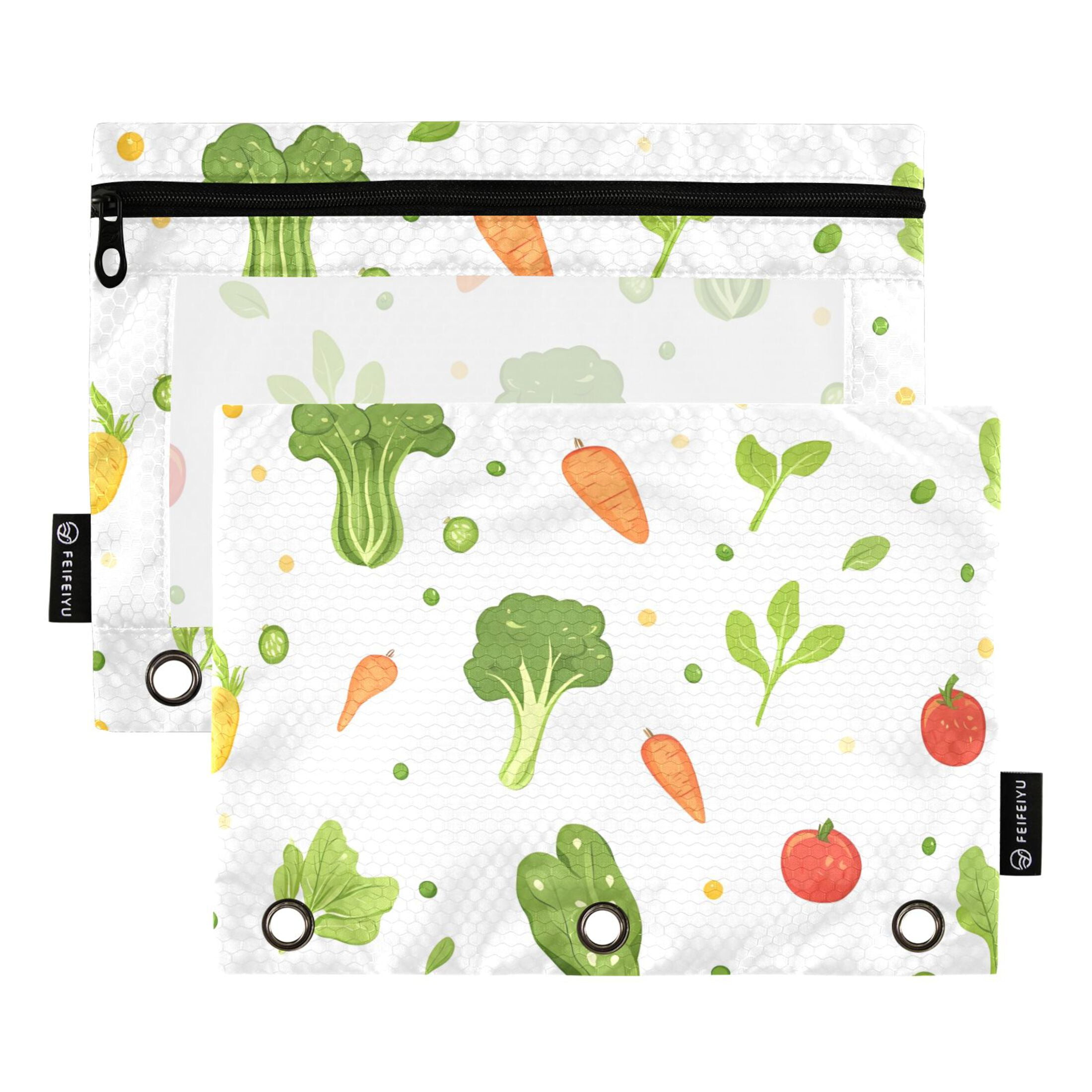 ALAZA 2 Pack Pencil Pouch Vegetables Pattern Pencil Case for 3 Ring ...