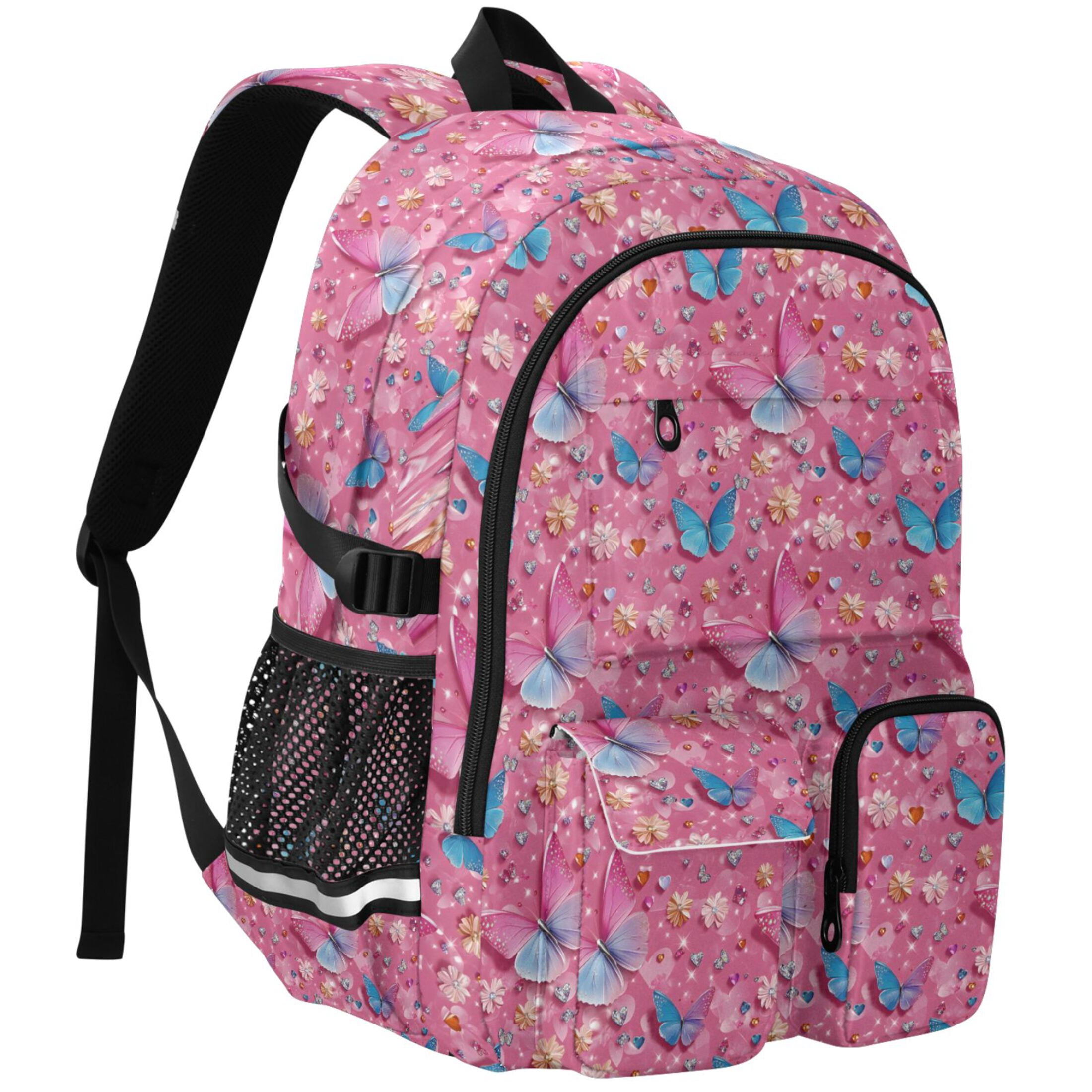 ALAZA 3d Butterflies Pink Print Student Backpack School Bookbag Large ...
