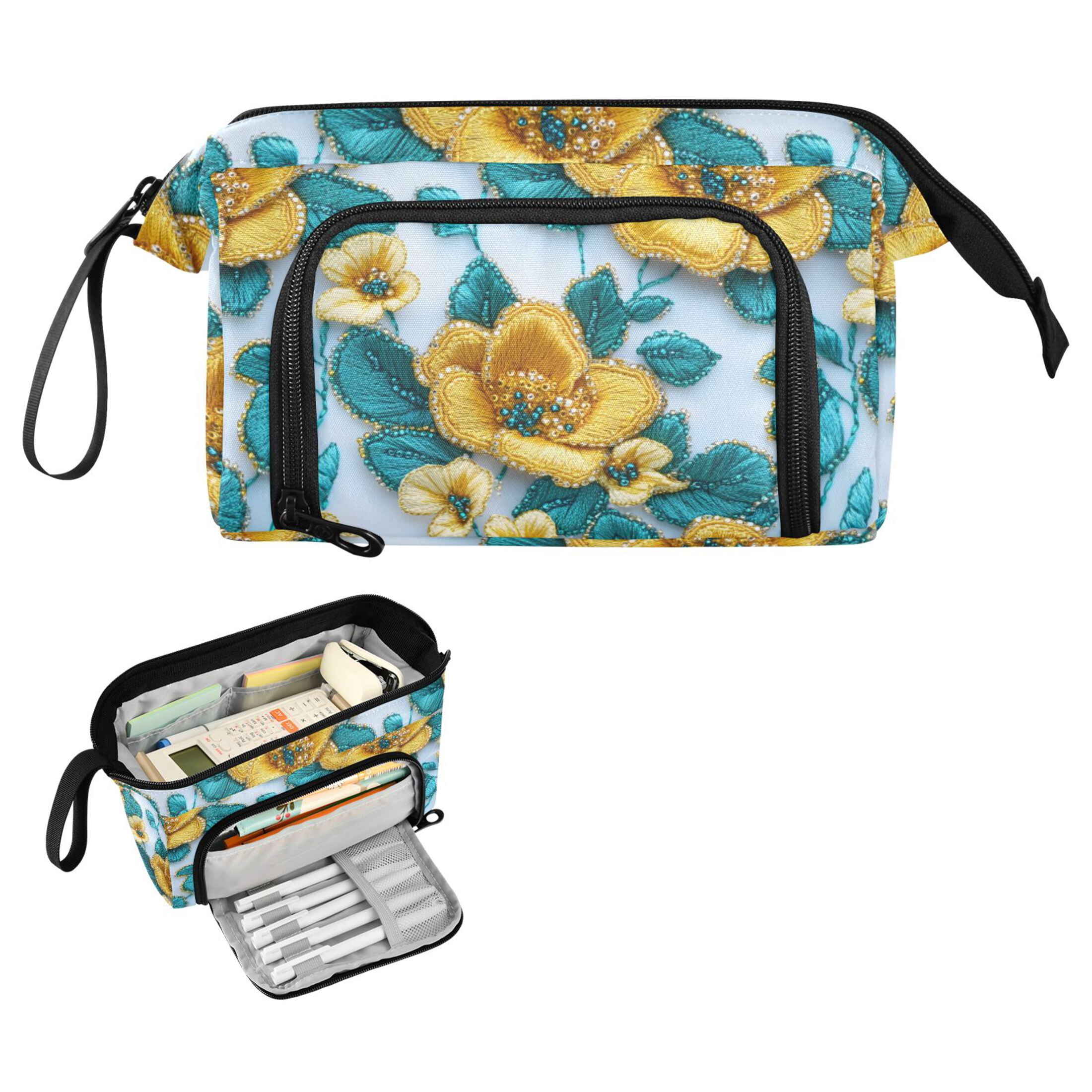 ALAZA 3d Flowers Pencil Pouch Big Capacity Pencil Case Zipper Organizer ...
