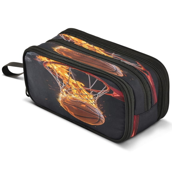 ALAZA A Basketball Fire Pencil Case Bag Large 3 Compartment Pen Pouch ...