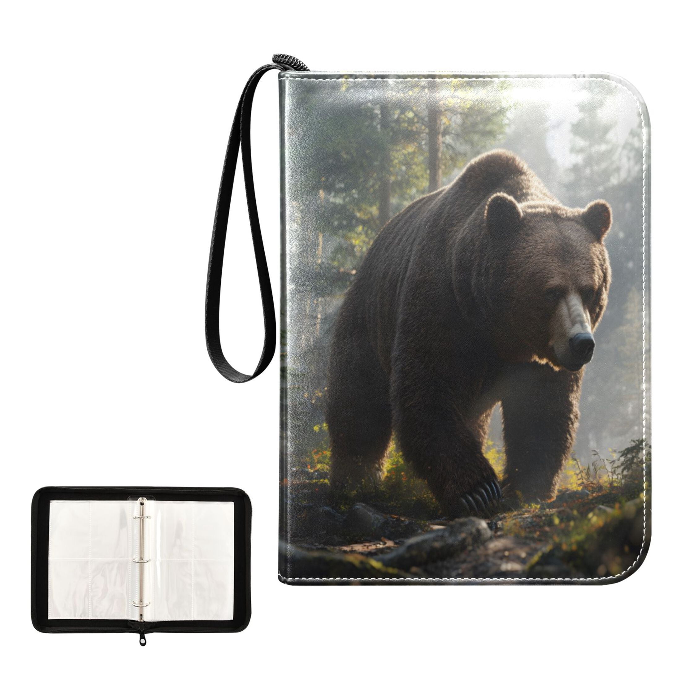 ALAZA A Bear Walking in Forest Trading Card Binder 4 Pocket Cards ...