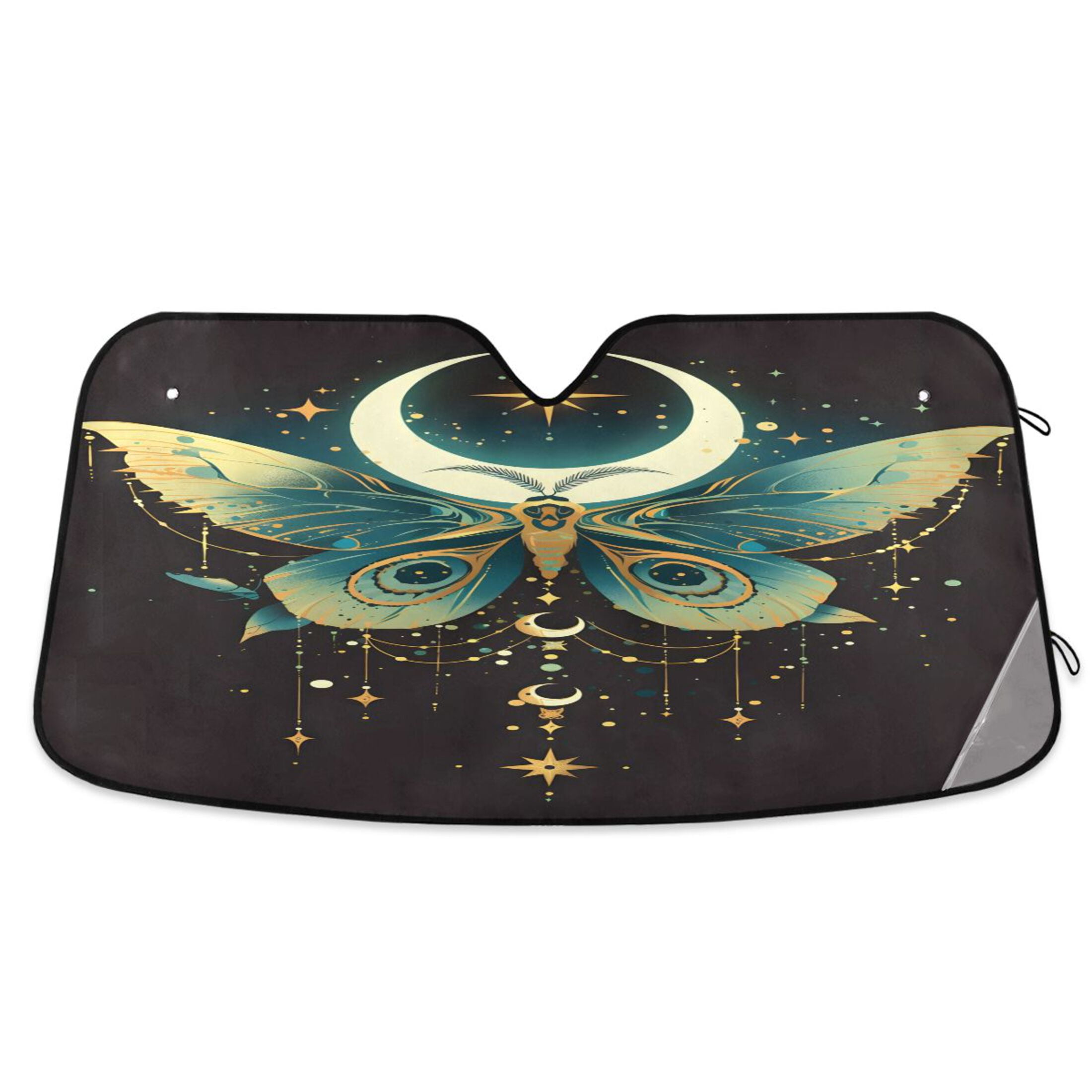 ALAZA A Butterfly and Moon Windshield Sun Shade Car Foldable Sun Visor ...