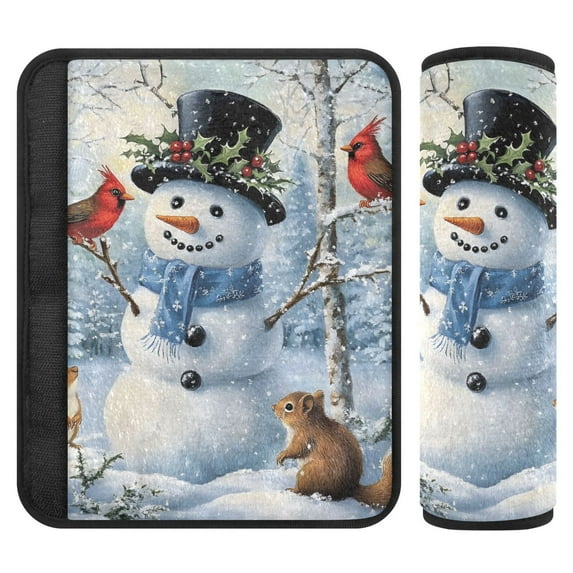 ALAZA A Christmas Snowman with Cardinal Car Seat Belt Adjuster Neck ...